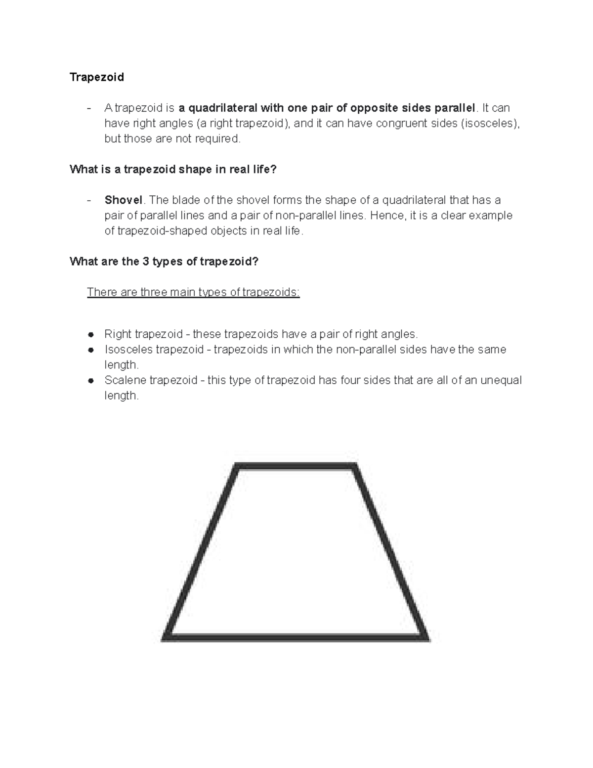 Trapezoid Shaped Objects Examples