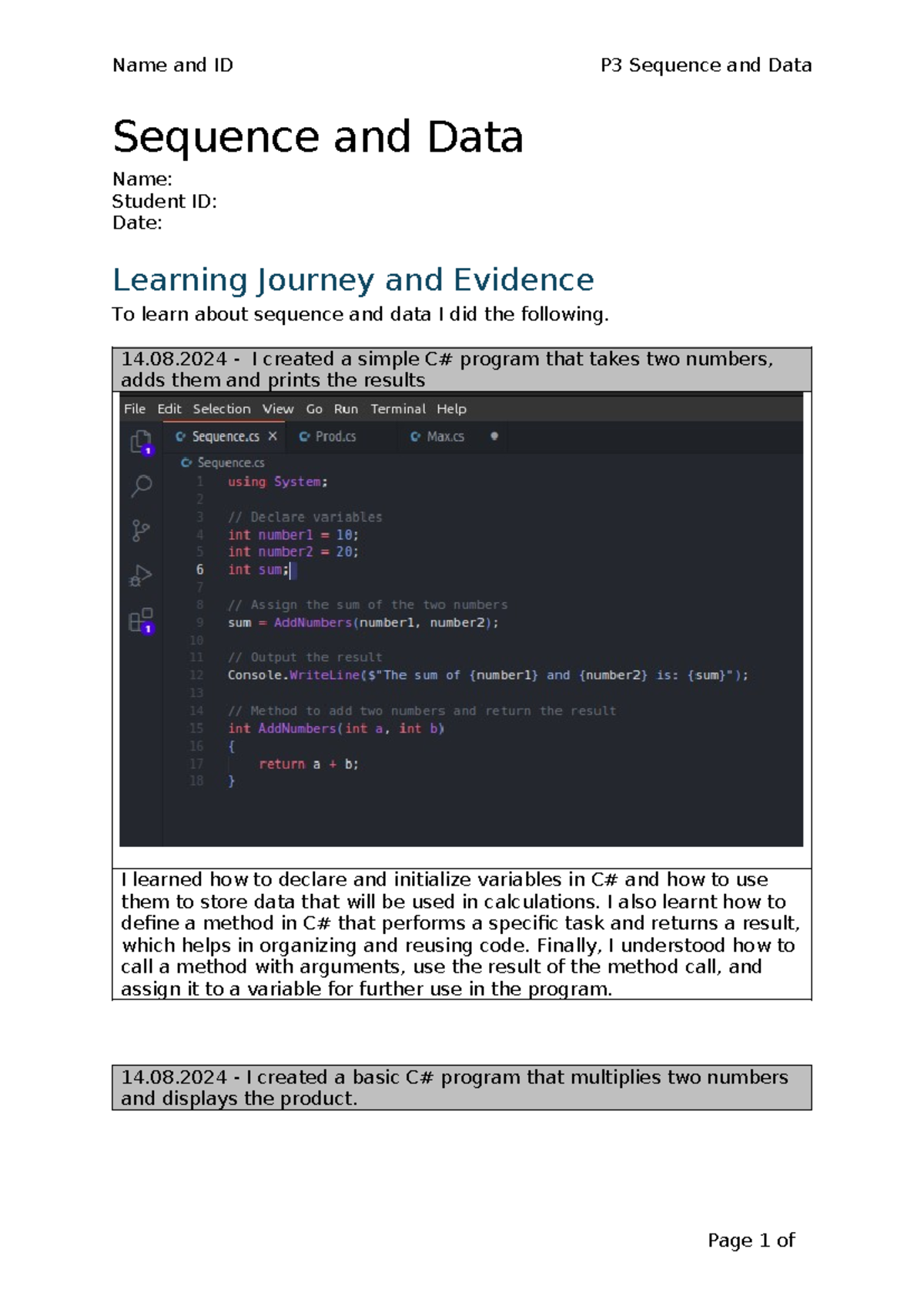 SIT102 Programming Concepts - Sequence and Data Practice Notes - Studocu