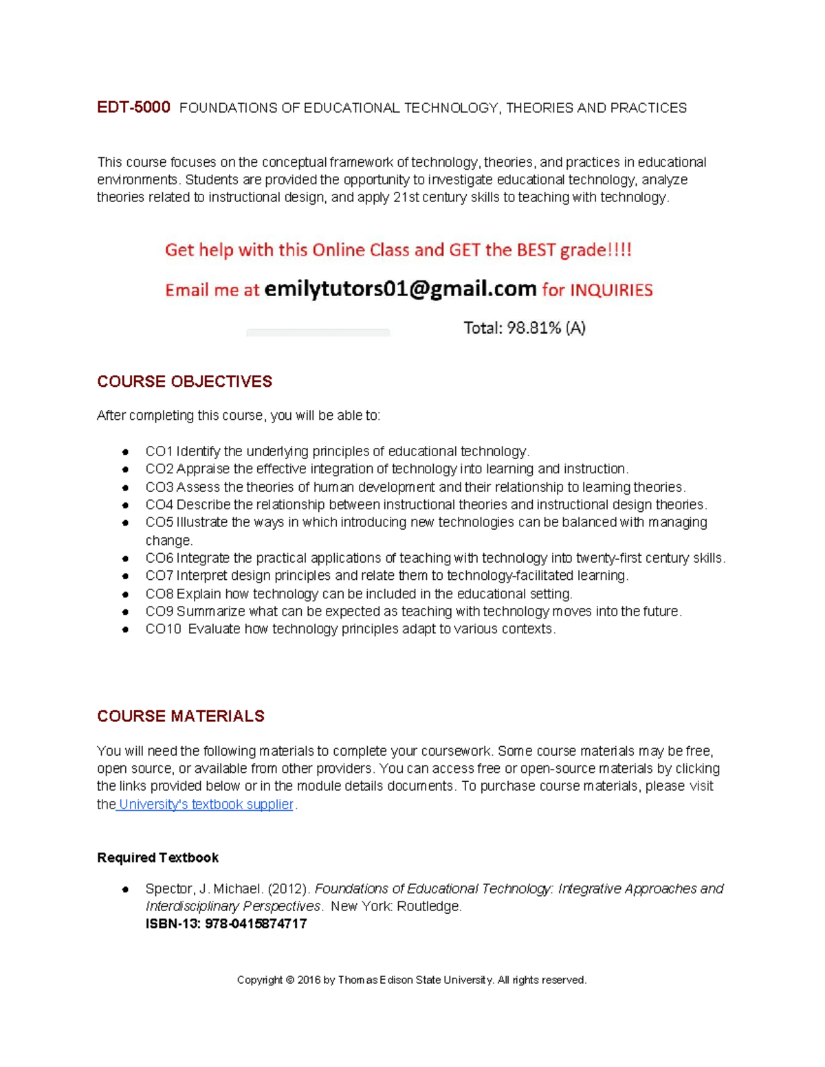 EDT-5000 Foundations of Educational Technology: Theories & Practices ...