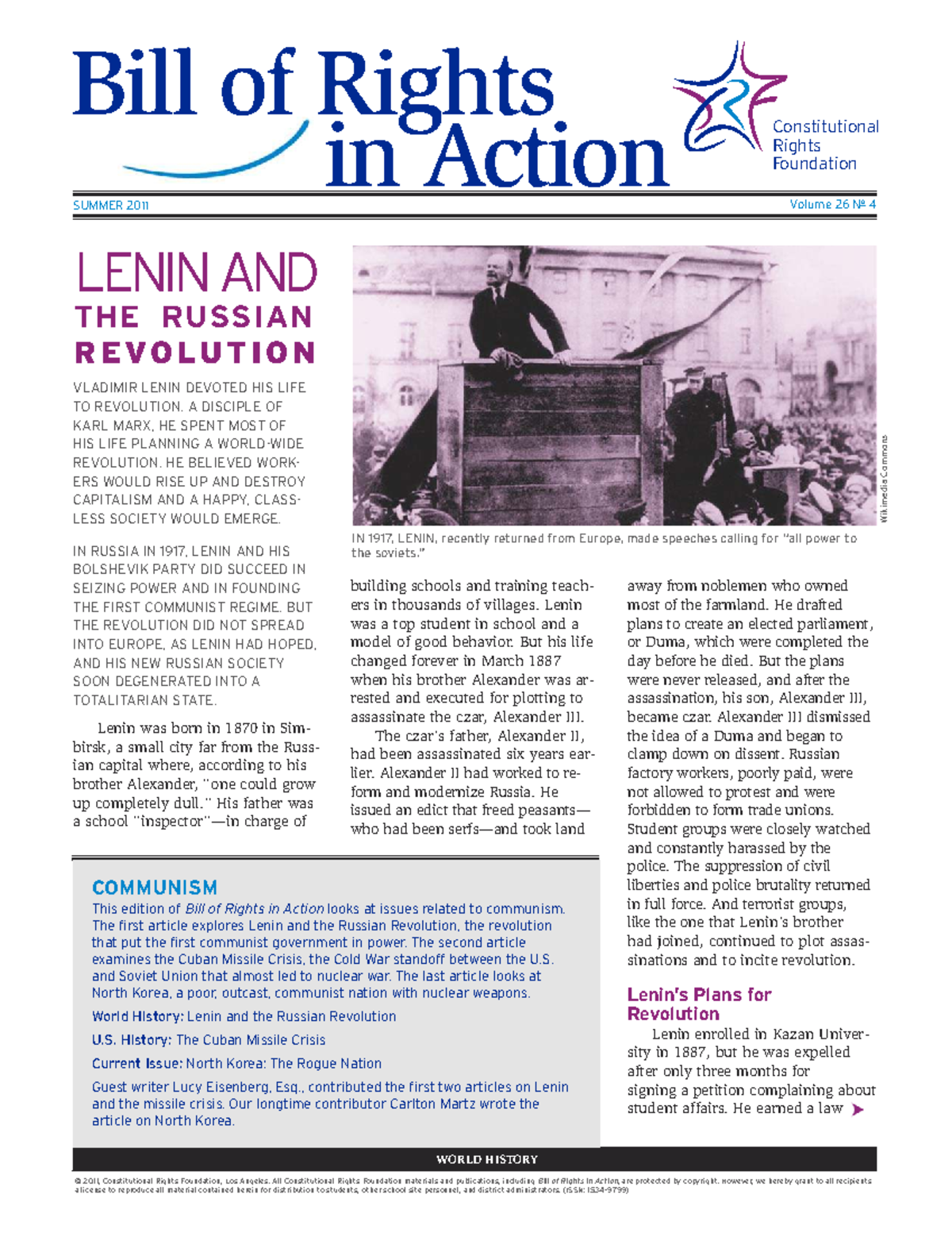 Bill of Rights in Action: Lenin and the Russian Revolution (W.H. 2011 ...
