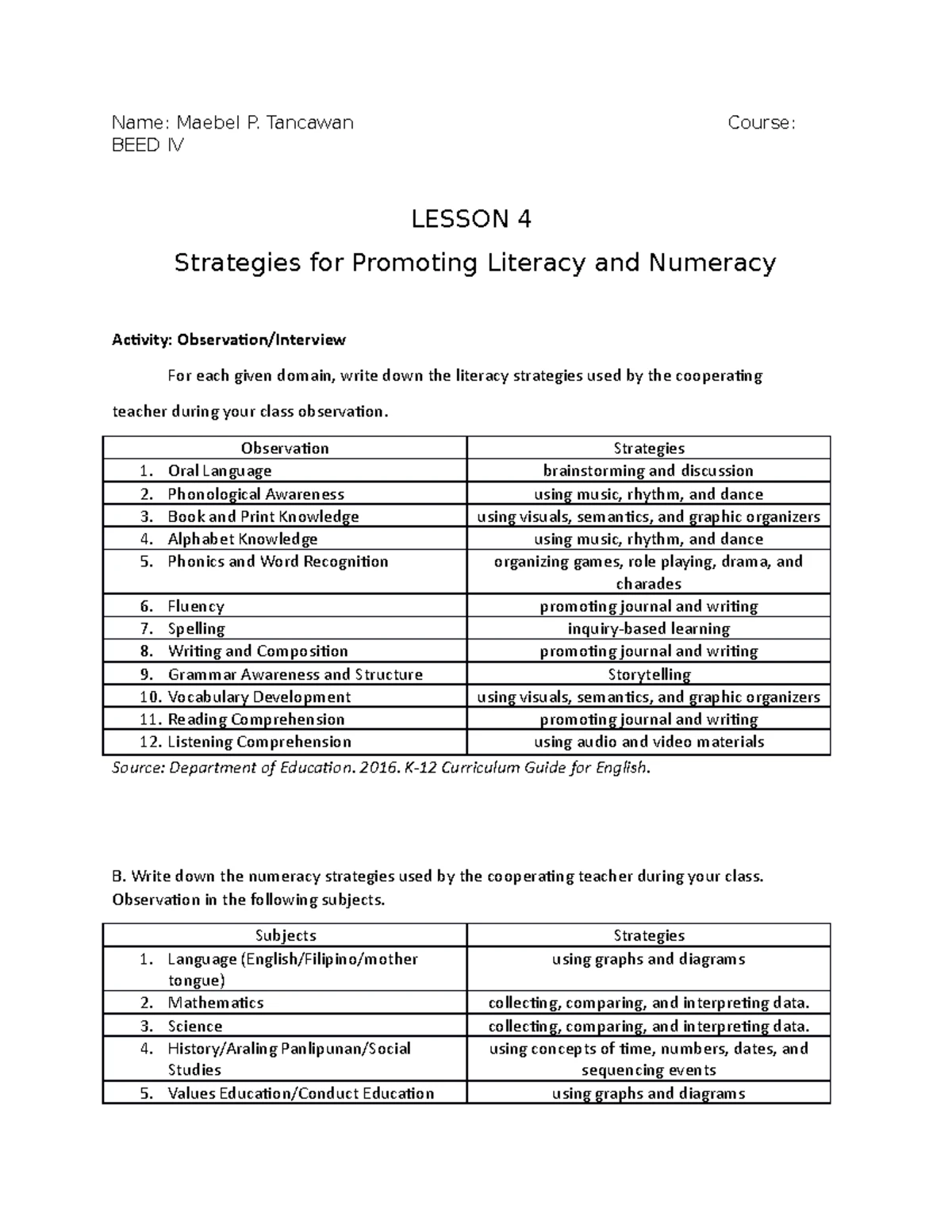 Learning PLAN Science 7 Matatag WEEK 1 Quarter 1 - SAINT VINCENT ...