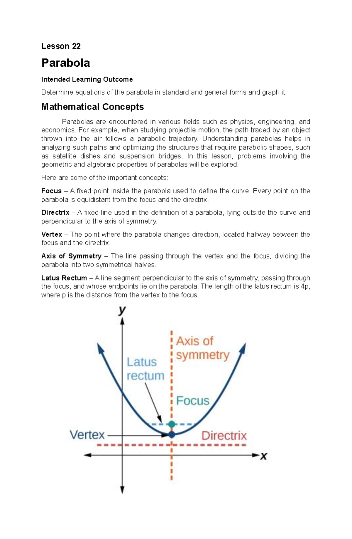 Math 101: Understanding Parabolas - Key Concepts and Graphing Techniques - Studocu