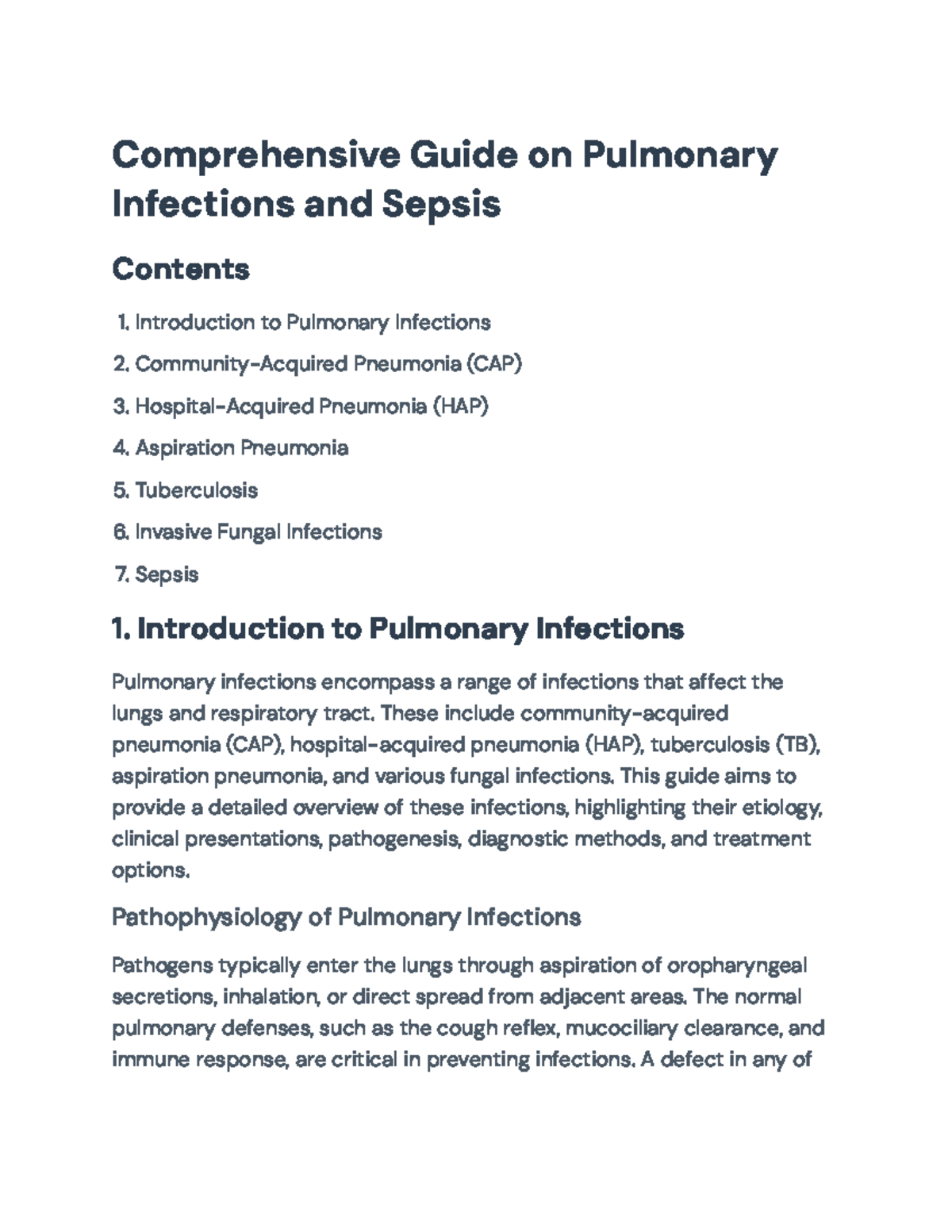 Comprehensive Guide to Pulmonary Infections & Sepsis: Overview & Tx ...