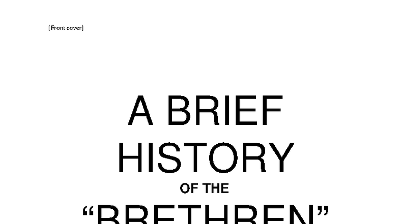 A Brief History of the Brethren Movement (Course Code: 20:34) - Studocu