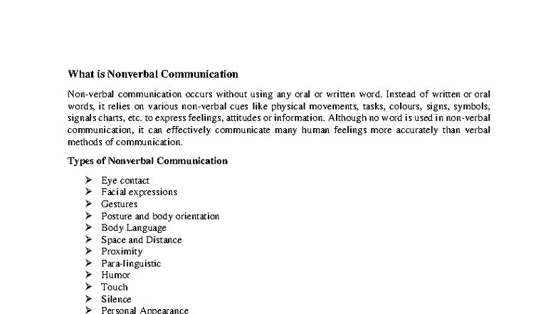 UNIT 3: Nonverbal Communication - Understanding Cues and Context - Studocu