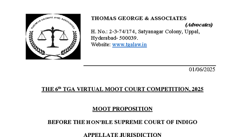 6th TGA Virtual Moot Court Competition 2025: Moot Proposition - Studocu