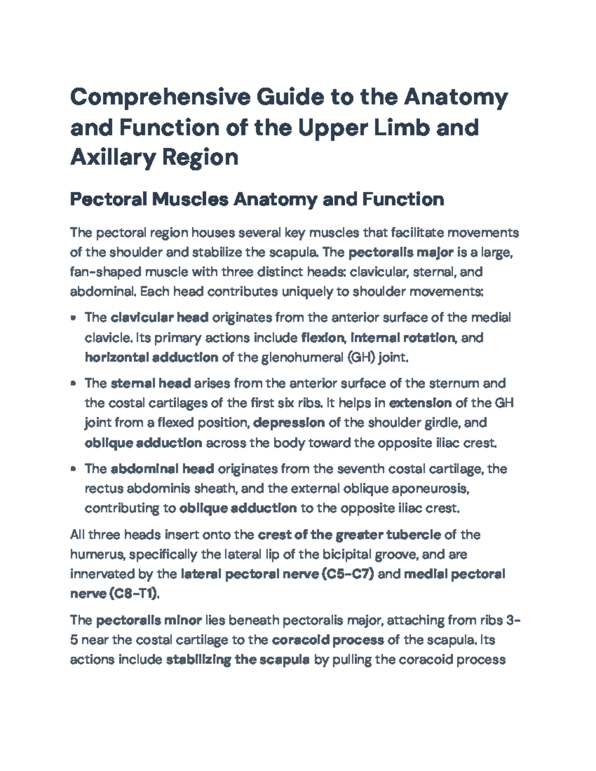 Comprehensive Guide to Upper Limb & Axillary Anatomy (ANAT 101) - Studocu