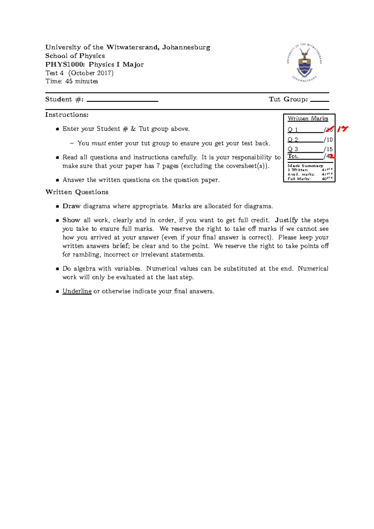 Physical sciences data sheet: Constants and formulas for exam - Studocu