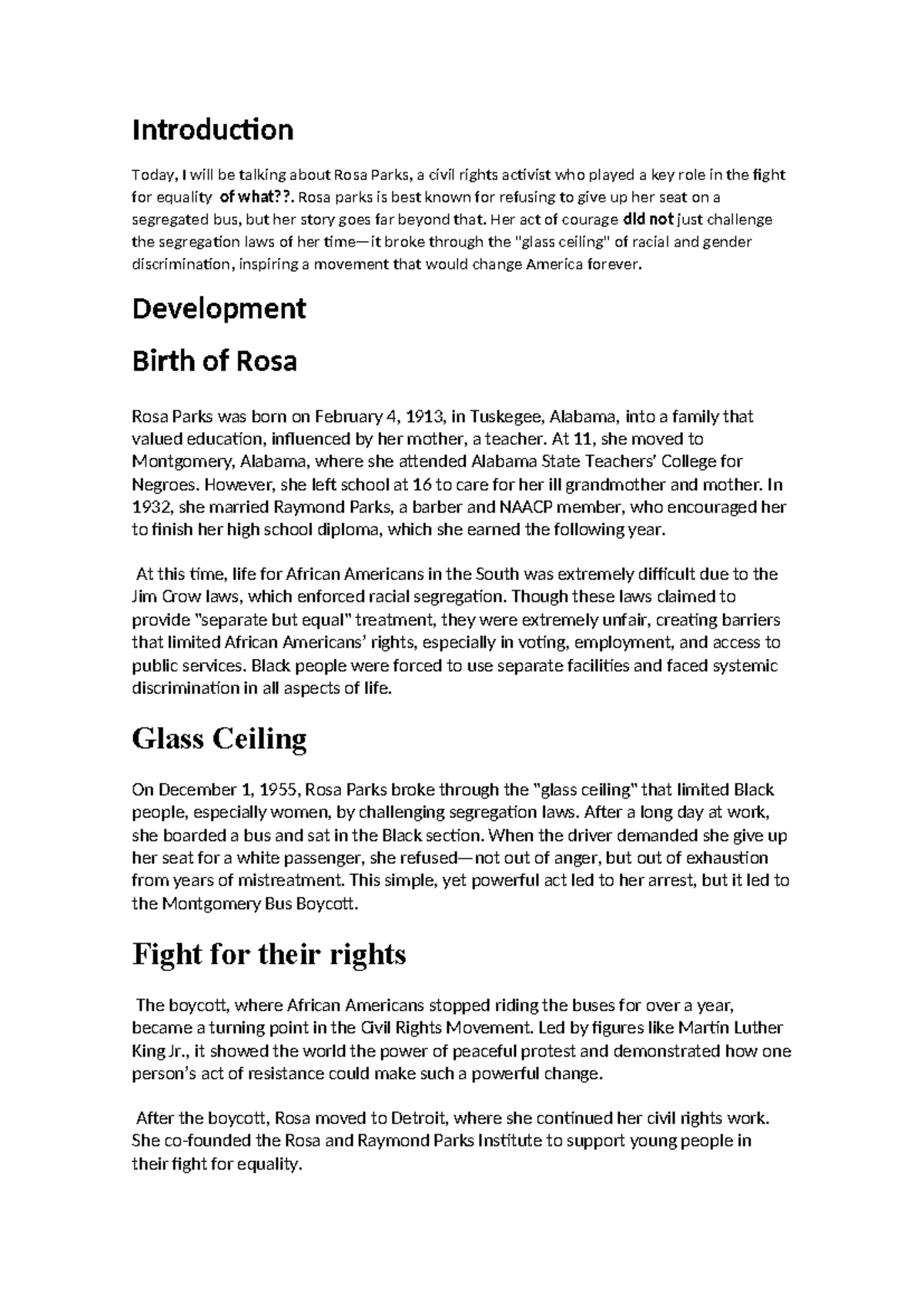 Rosa Parks: A Civil Rights Icon - ED 101 Lecture Notes - Studocu