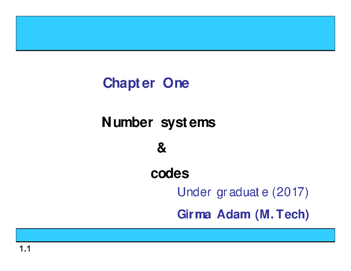 DLD Chapter 1: Introduction to Number Systems and Digital Techniques - Studocu