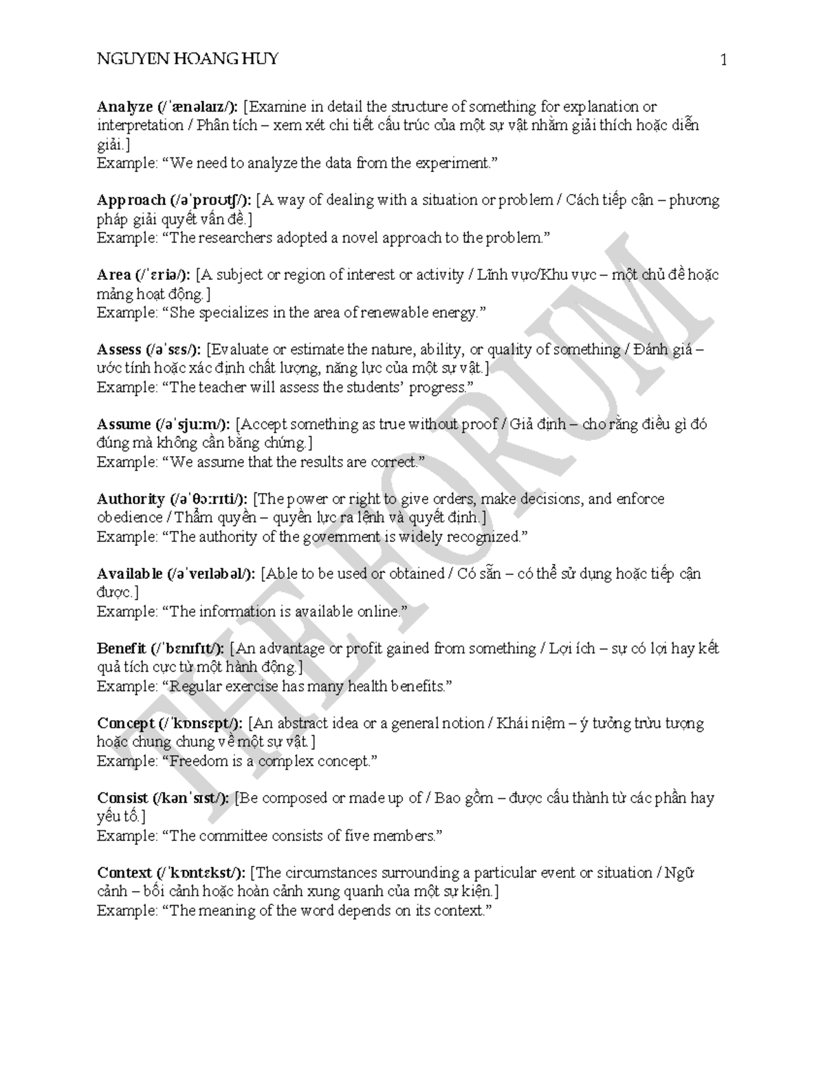 Super Vocab - Final Exam - Detailed Analysis of Key Concepts - Studocu