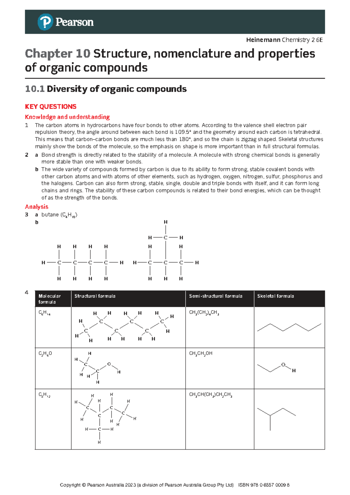 Heinemann Chemistry 2 6E Unit 4 Worked Solutions on Organic Compounds ...