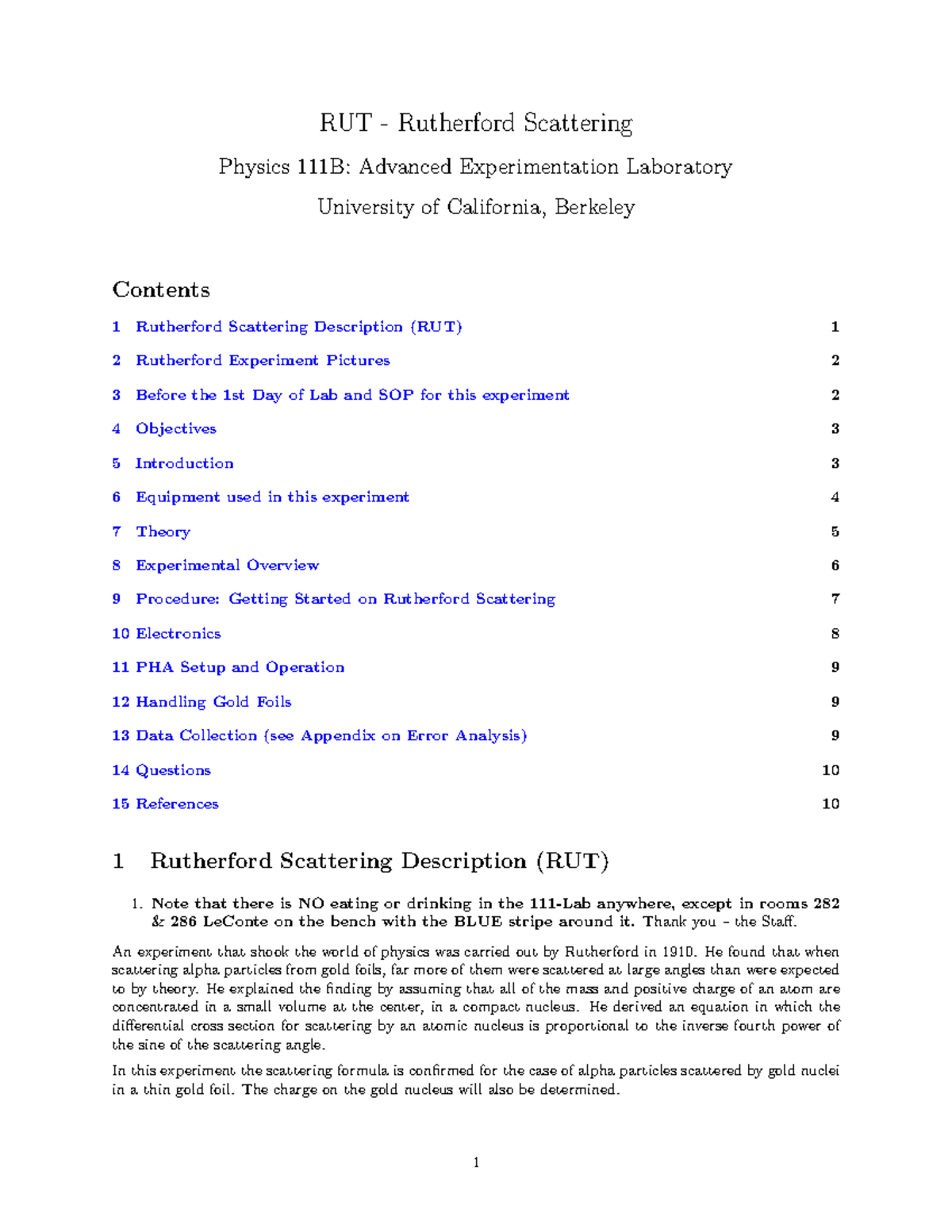 RUT Advanced Lab Manual: Rutherford Scattering Experiment Guide - Studocu