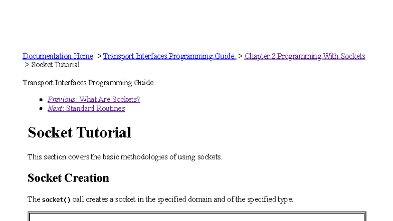 Transport Interfaces Programming Guide: Chapter 2 - Socket Programming ...