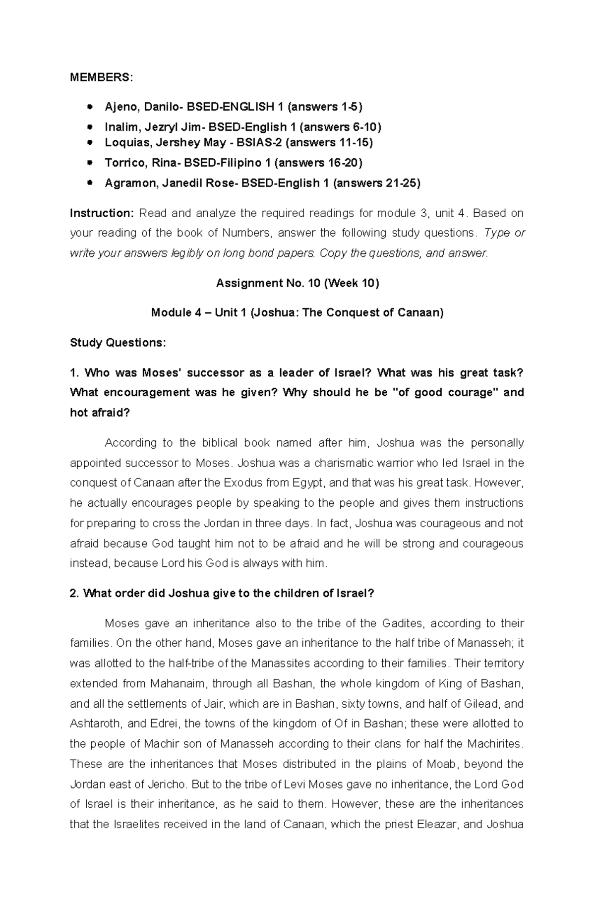 Week 10 RE 1 - Assignment No. 10 (Week 10) Module 4 – Unit 1 (Joshua ...