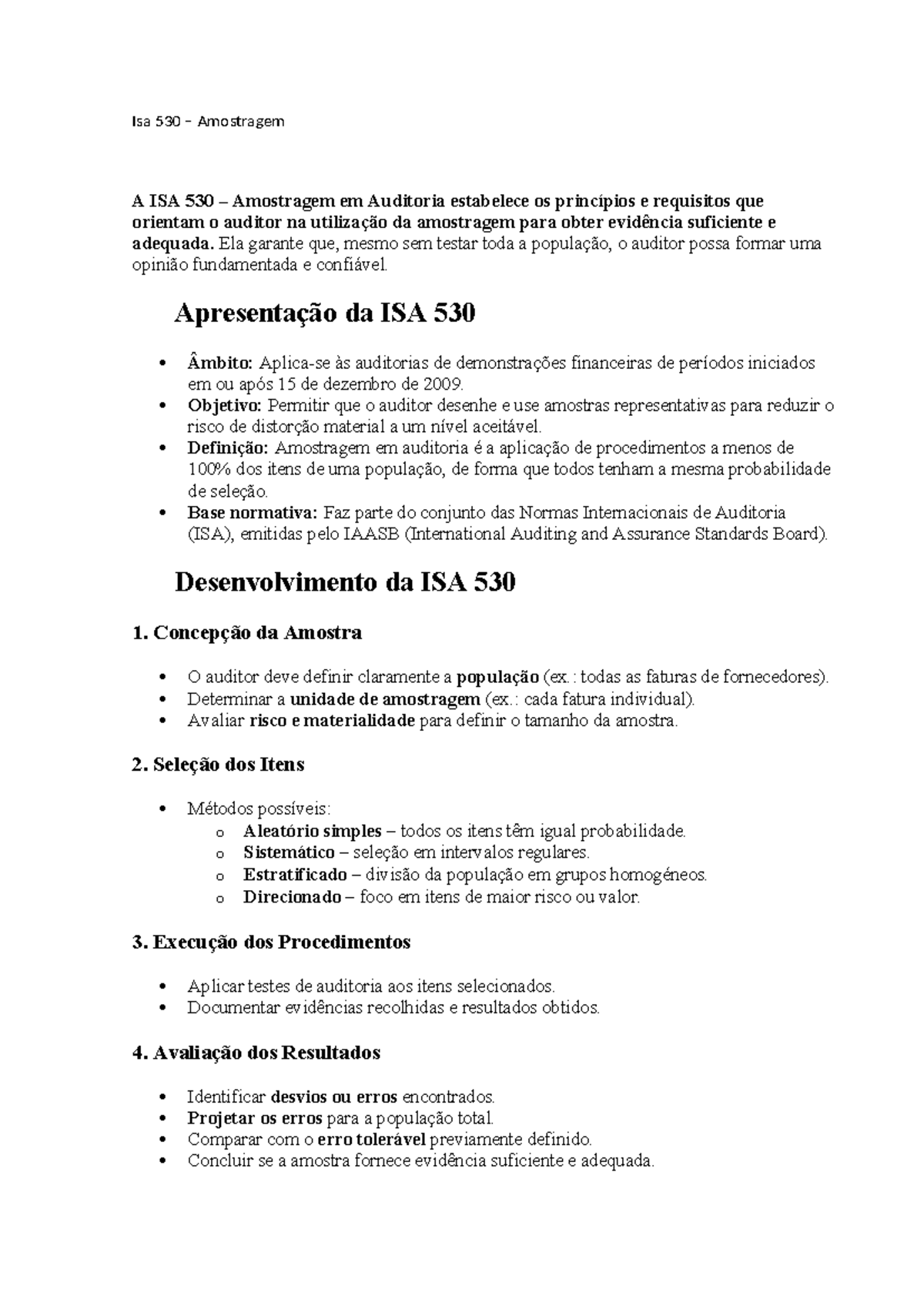 ISA 530 - Amostragem em Auditoria: Princípios e Aplicações Práticas ...