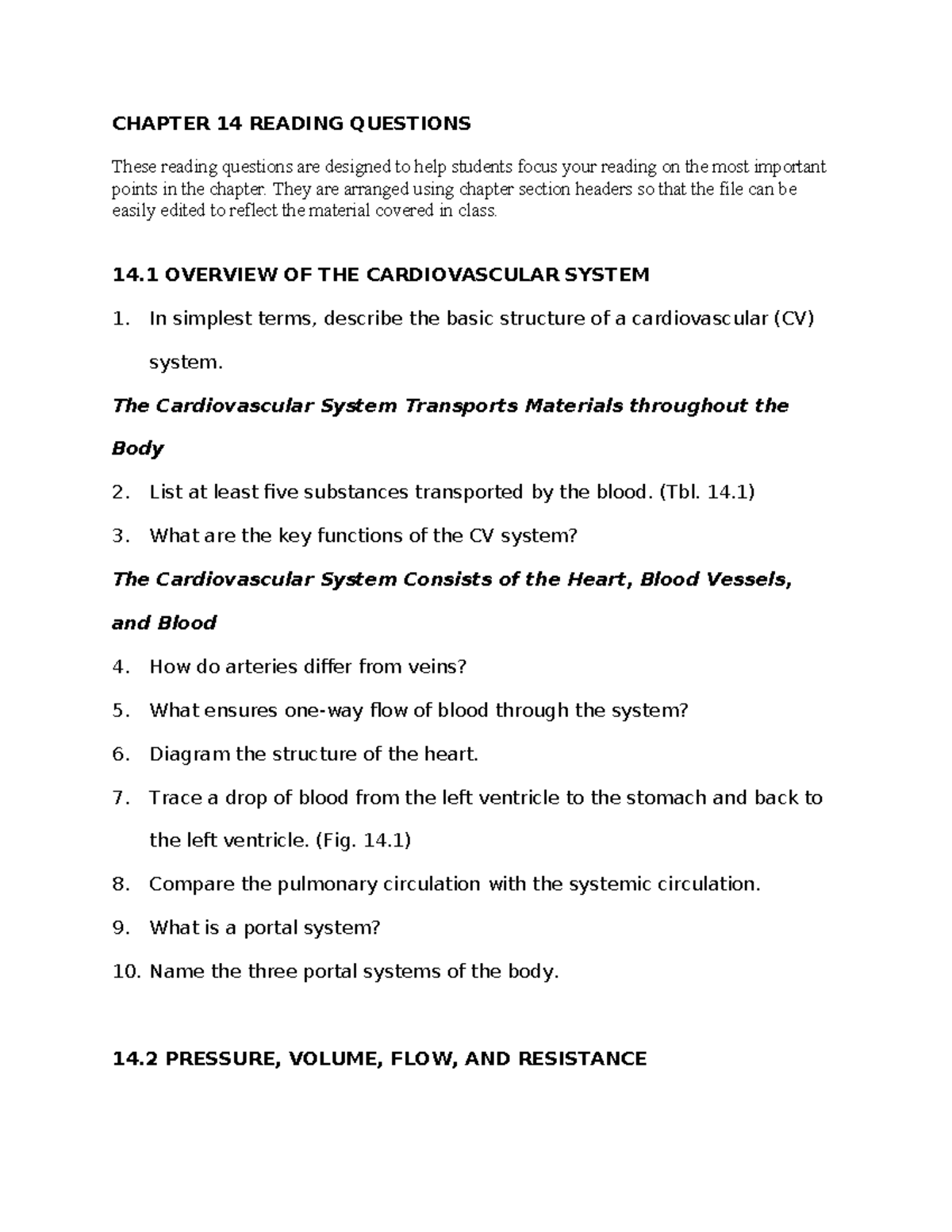 Silverthorn hp8 ch14 reading questions - CHAPTER 14 READING QUESTIONS ...