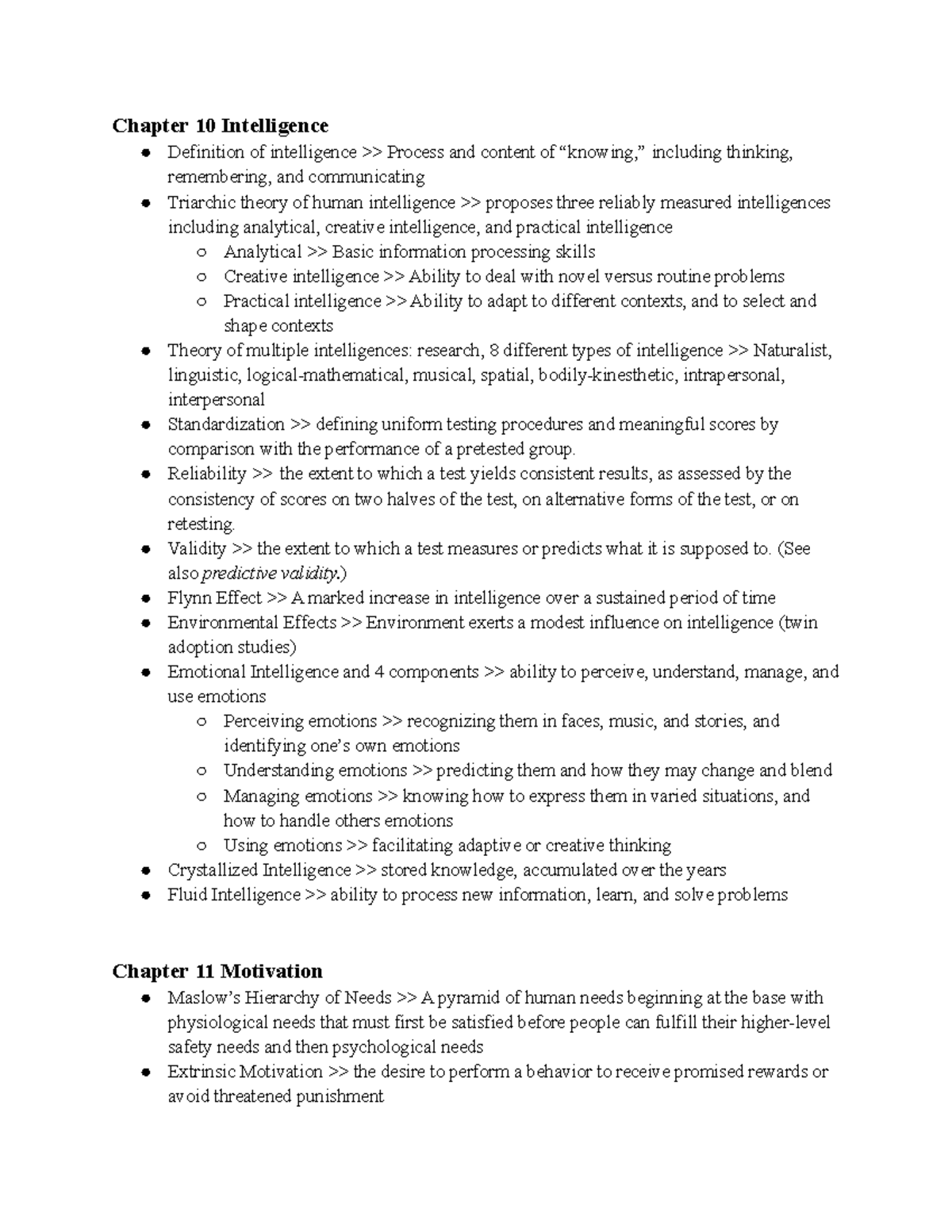 PSY 101 Study Guide - Final Exam Chapters 10 to 12 Overview - Studocu