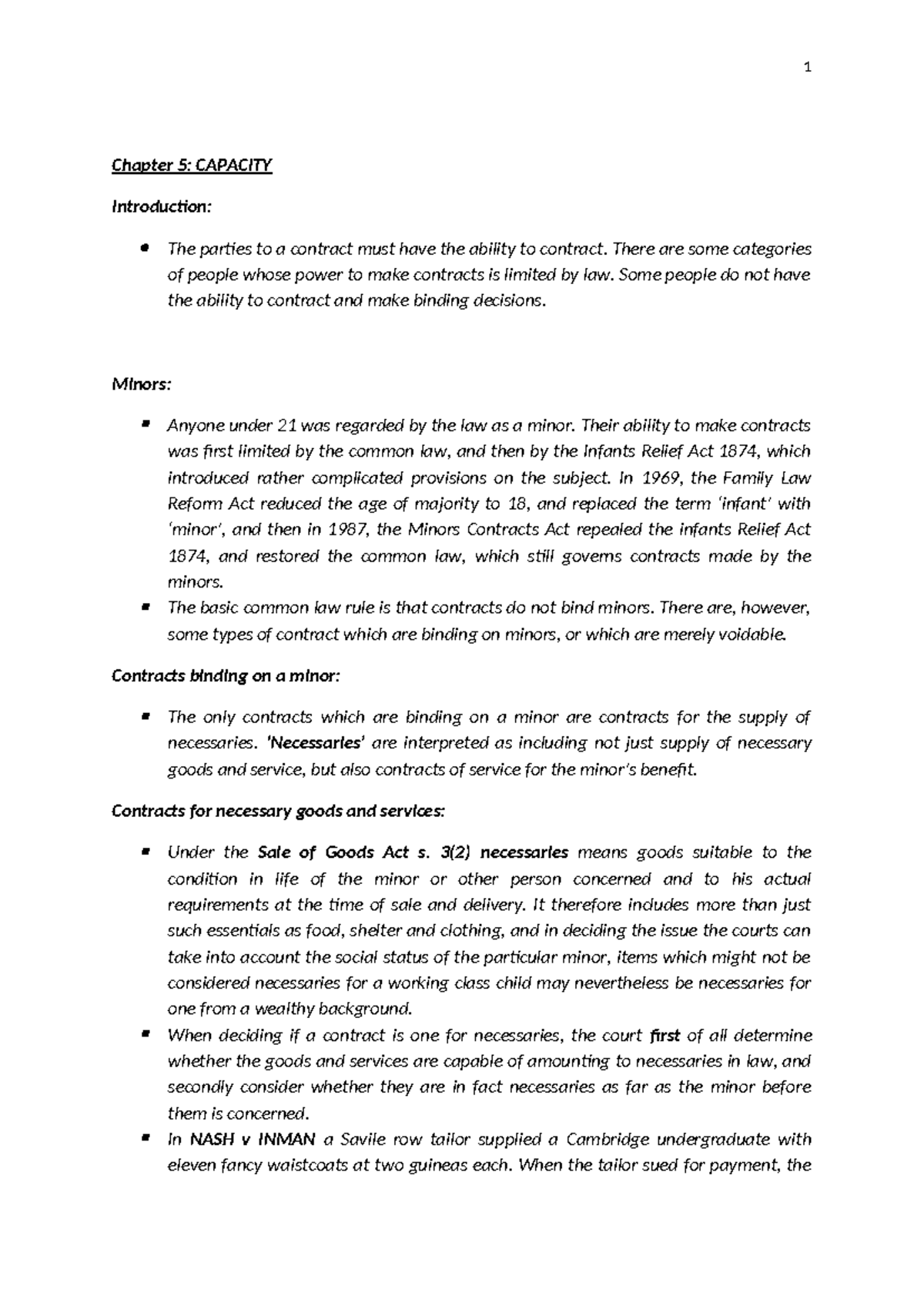 Chapter 5: Capacity of Minors in Contract Law - Key Concepts and Cases ...