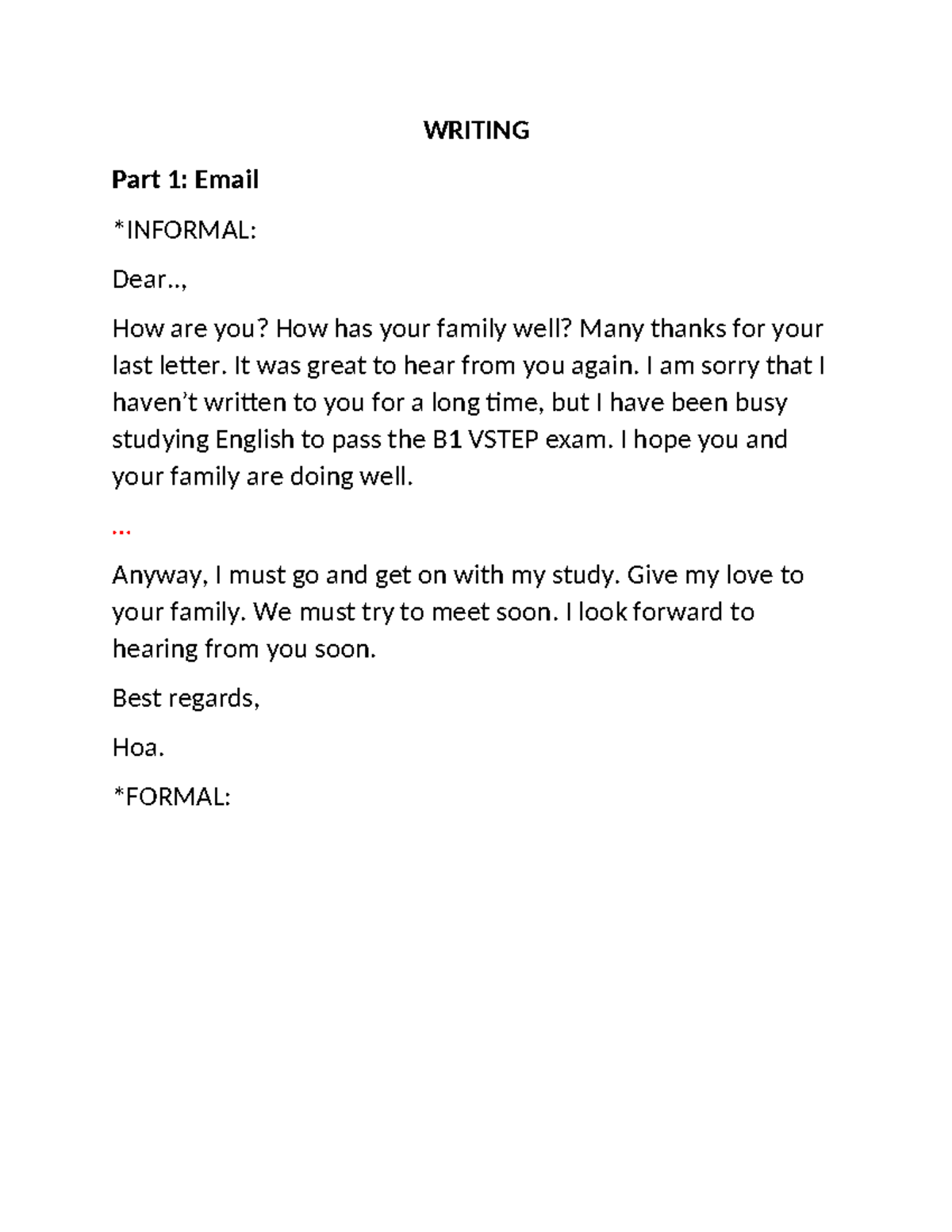 Writing - VSTEP Exam: Email & Essay Structure Guide - Studocu