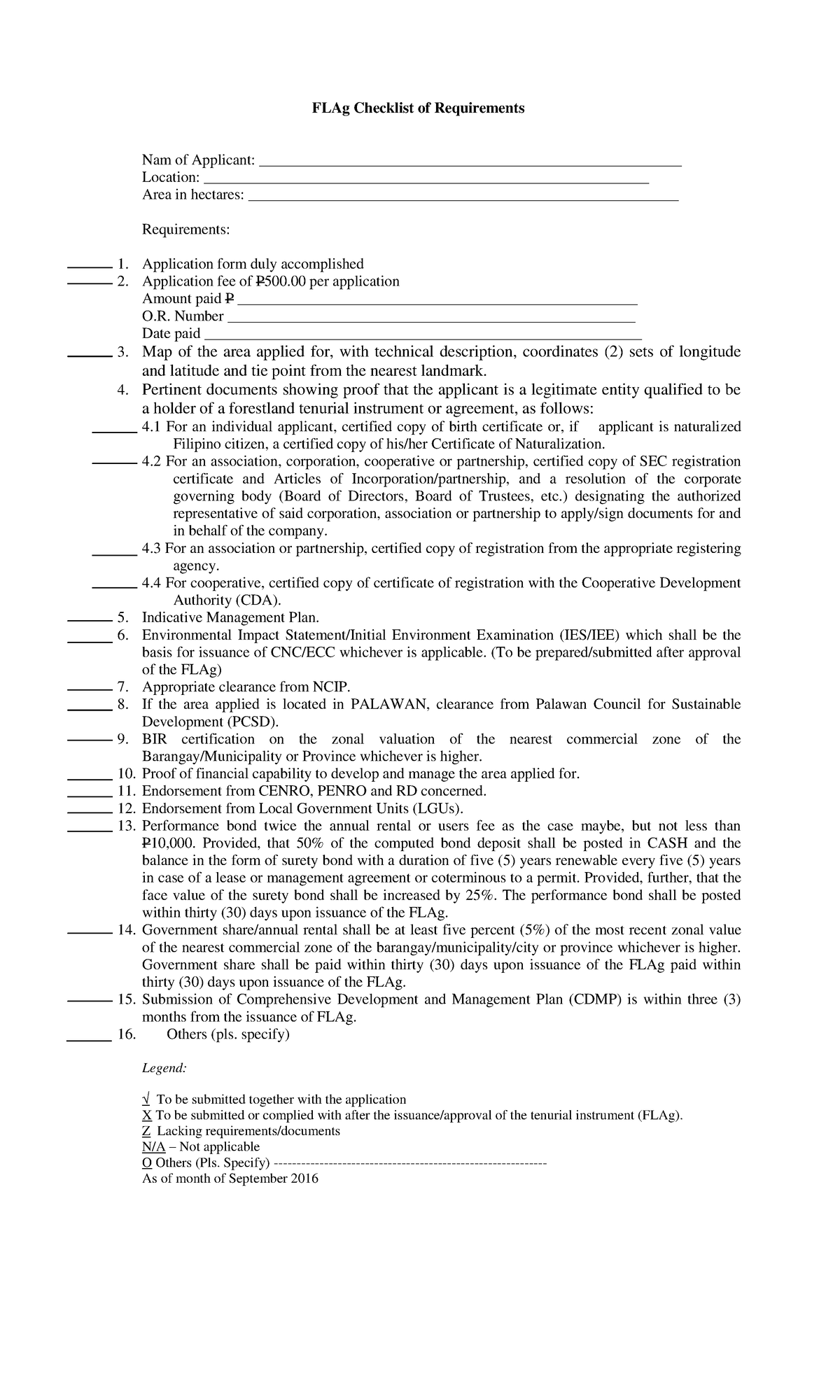 FLAg Checklist of Requirements for Application Submission - Studocu