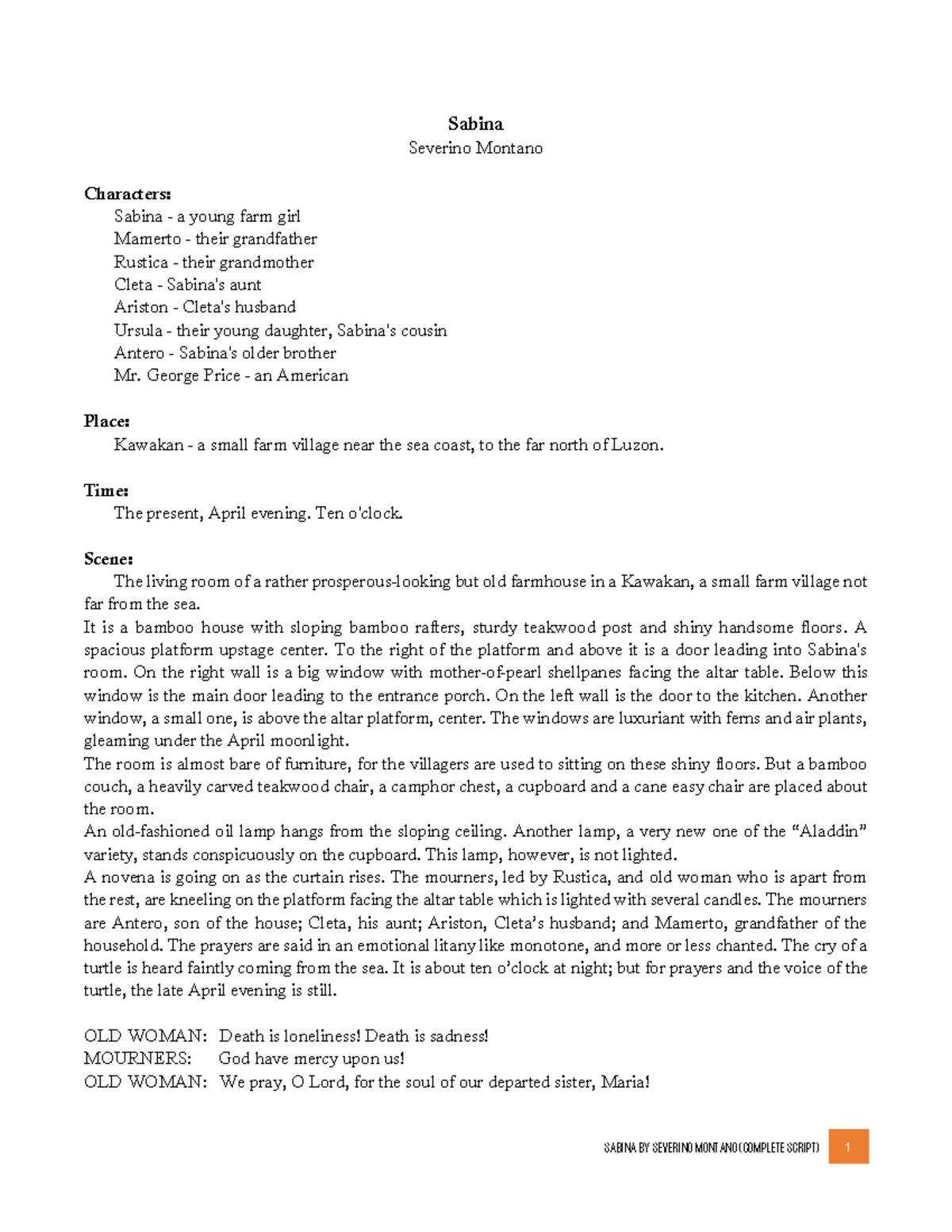 Sabina Severino Montano: A Complete Script Analysis - Studocu