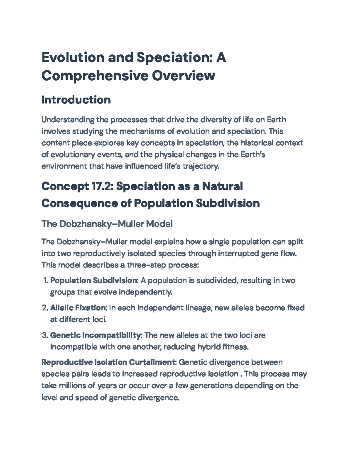 Evolution and Speciation: Comprehensive Overview and Key Concepts ...