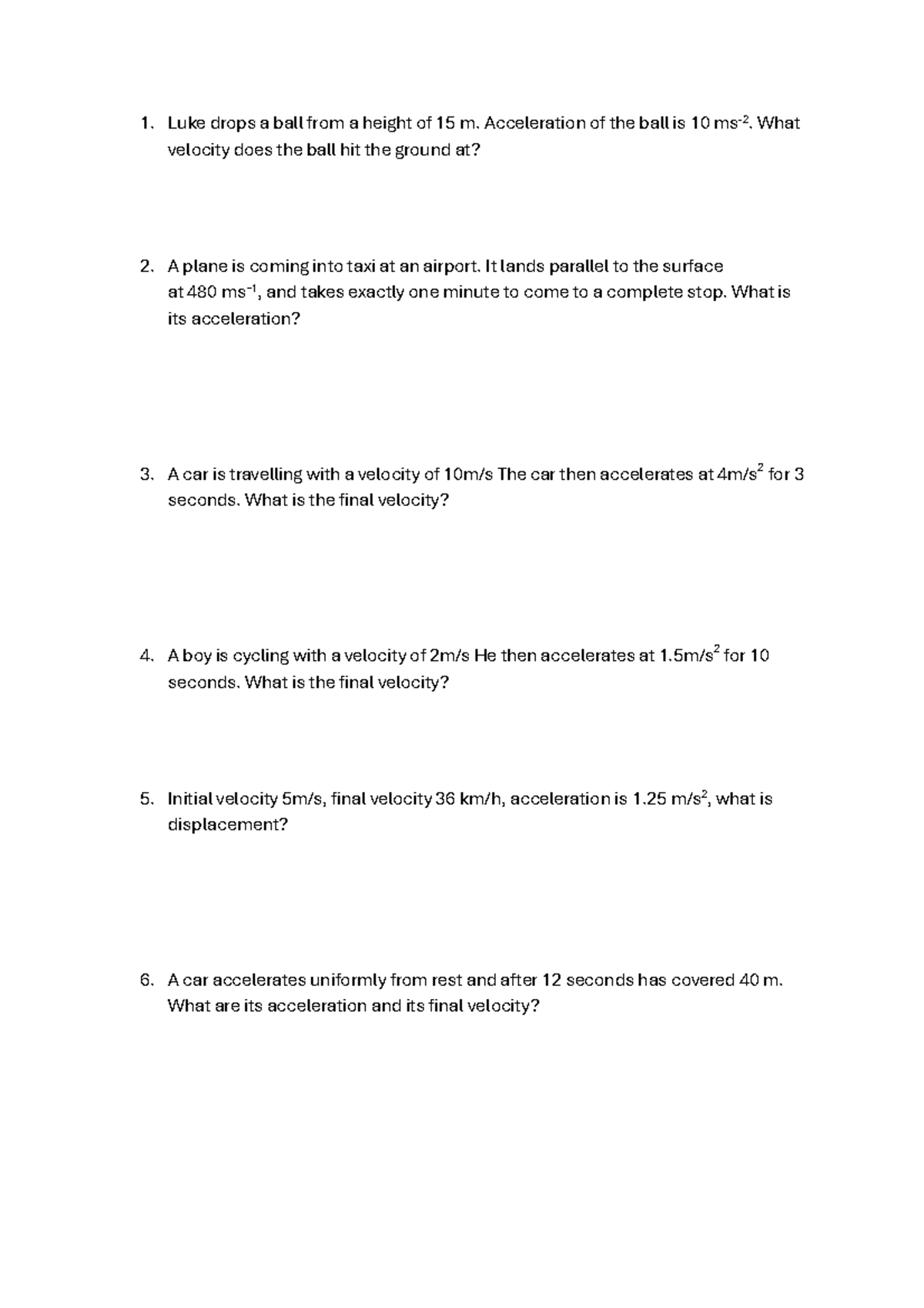 30Aug HW - Physics Classwork on Motion and Acceleration - Studocu