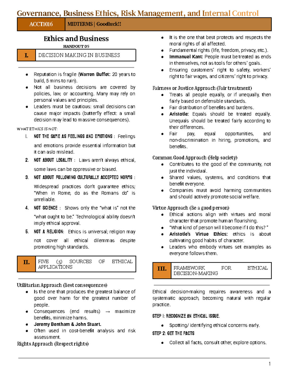 GOV ACCT1016 Midterm Reviewer: Ethics, Governance & Risk Management ...