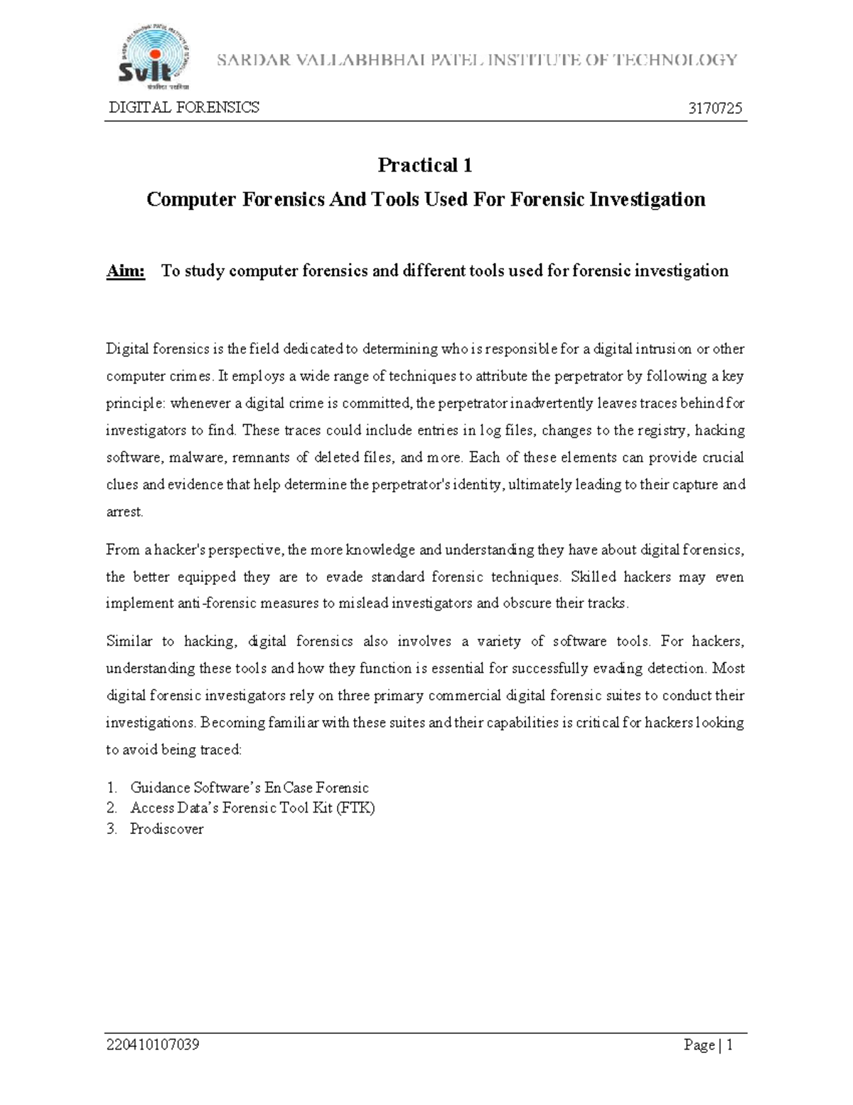 DIGITAL FORENSICS 3170725 Practical Guide: Tools & Techniques for ...