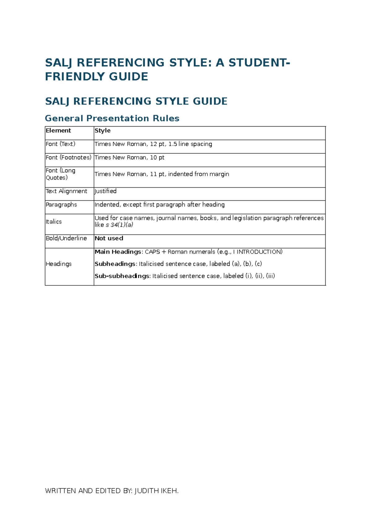 SALJ REFERENCING STYLE GUIDE: A STUDENT-FRIENDLY OVERVIEW - Studocu