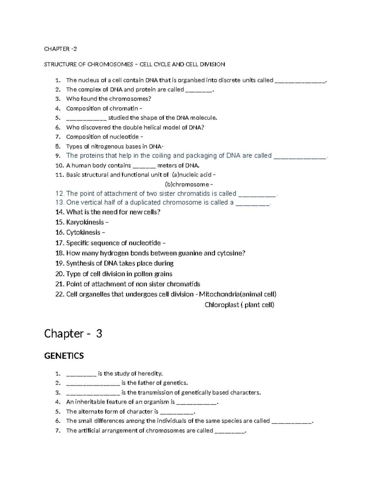 BIO 101: Chapter Notes on Chromosomes, Cell Cycle, and Genetics - Studocu