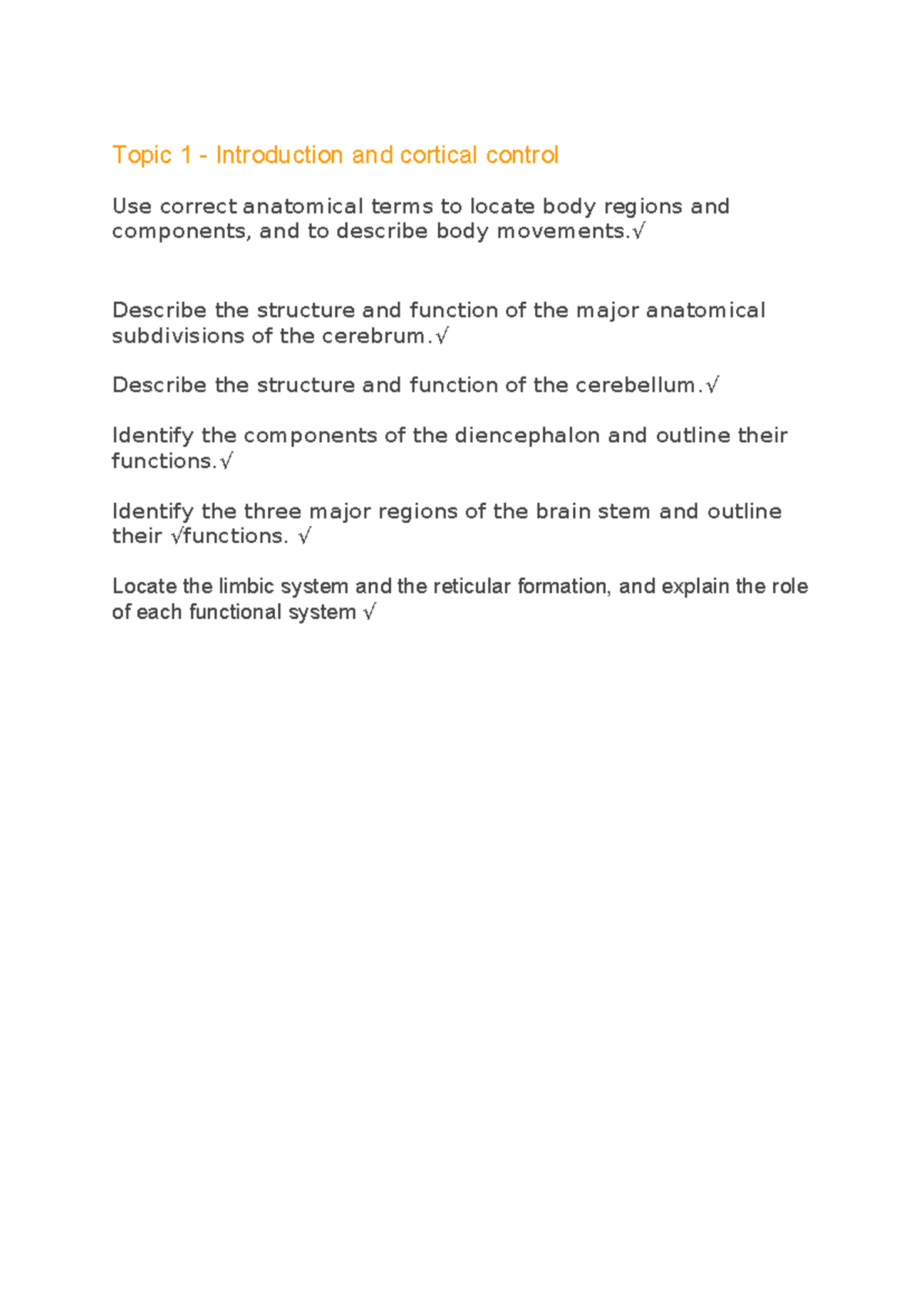 BMA Learning Objectives: Anatomy, Brain Dysfunction, and Neurobiology ...