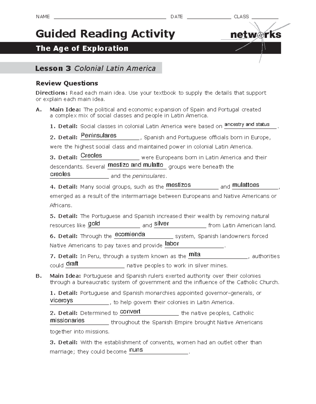 Latin America Practice Questions: Colonial Era & Social Structures ...