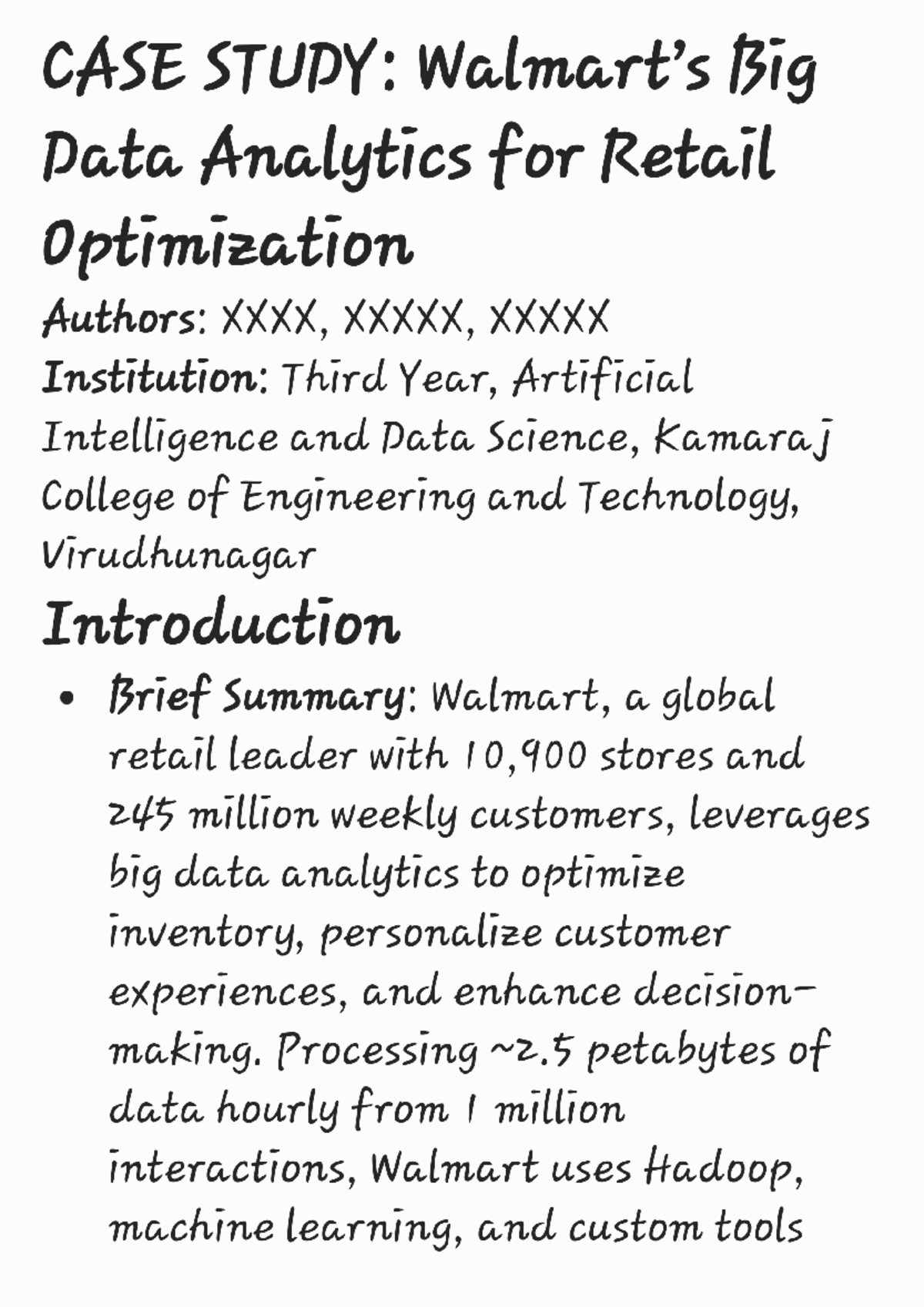 CASE STUDY: Big Data Analytics in Retail Optimization (AI & DS 251015 ...