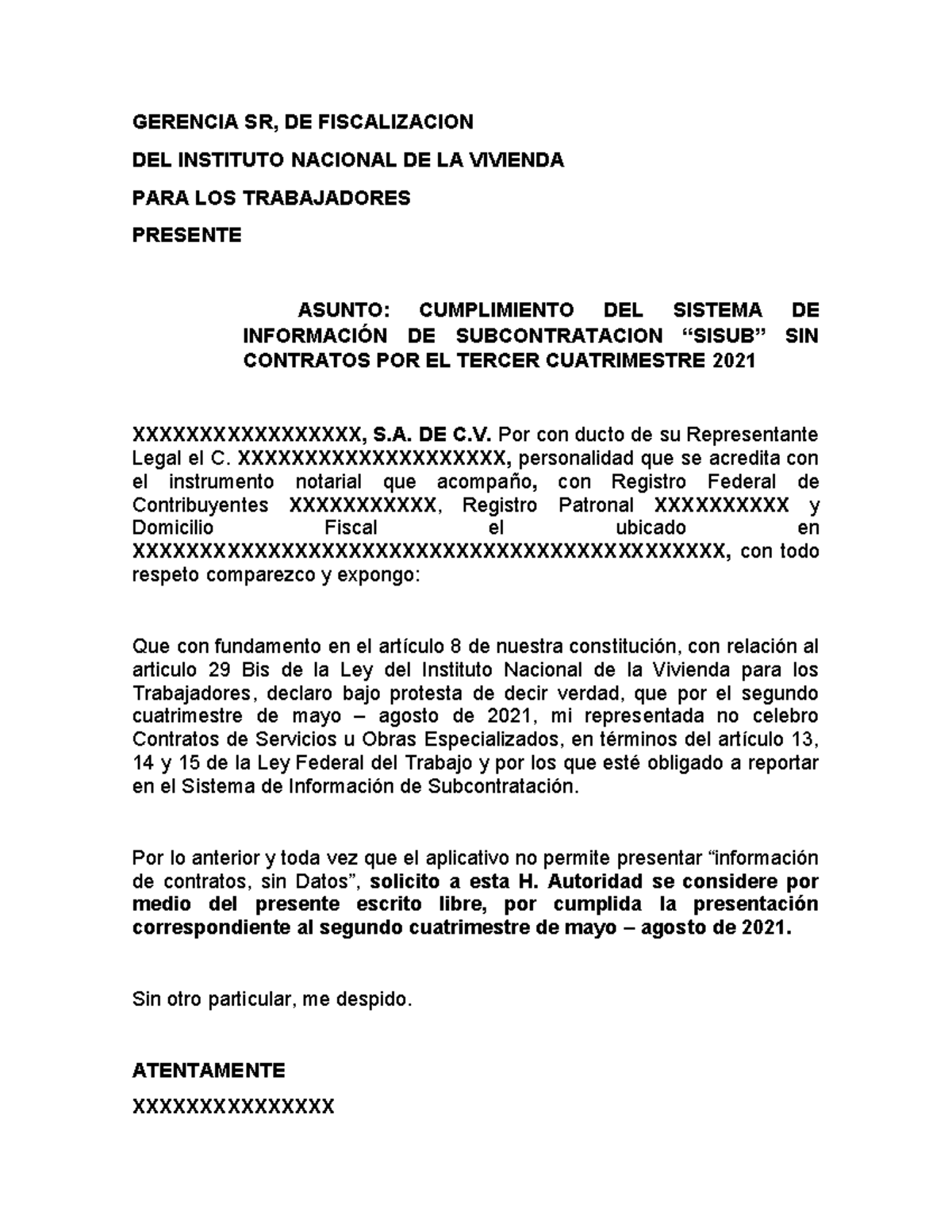 Escrito Libre SISUB SIN Contratos para Cuatrimestre II 2021 - Studocu