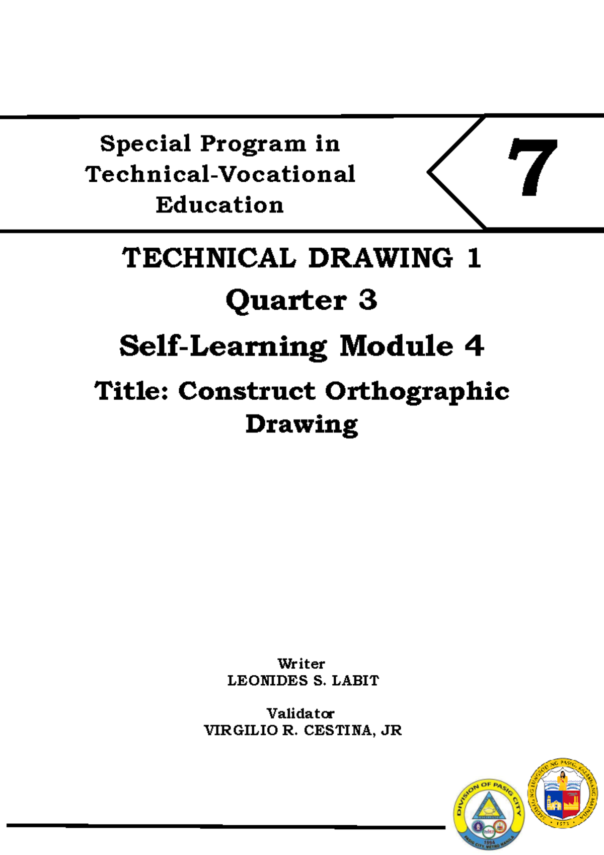 Sptve Techdrwg 1 Q3 M4 - Constructing Orthographic Drawings - Studocu