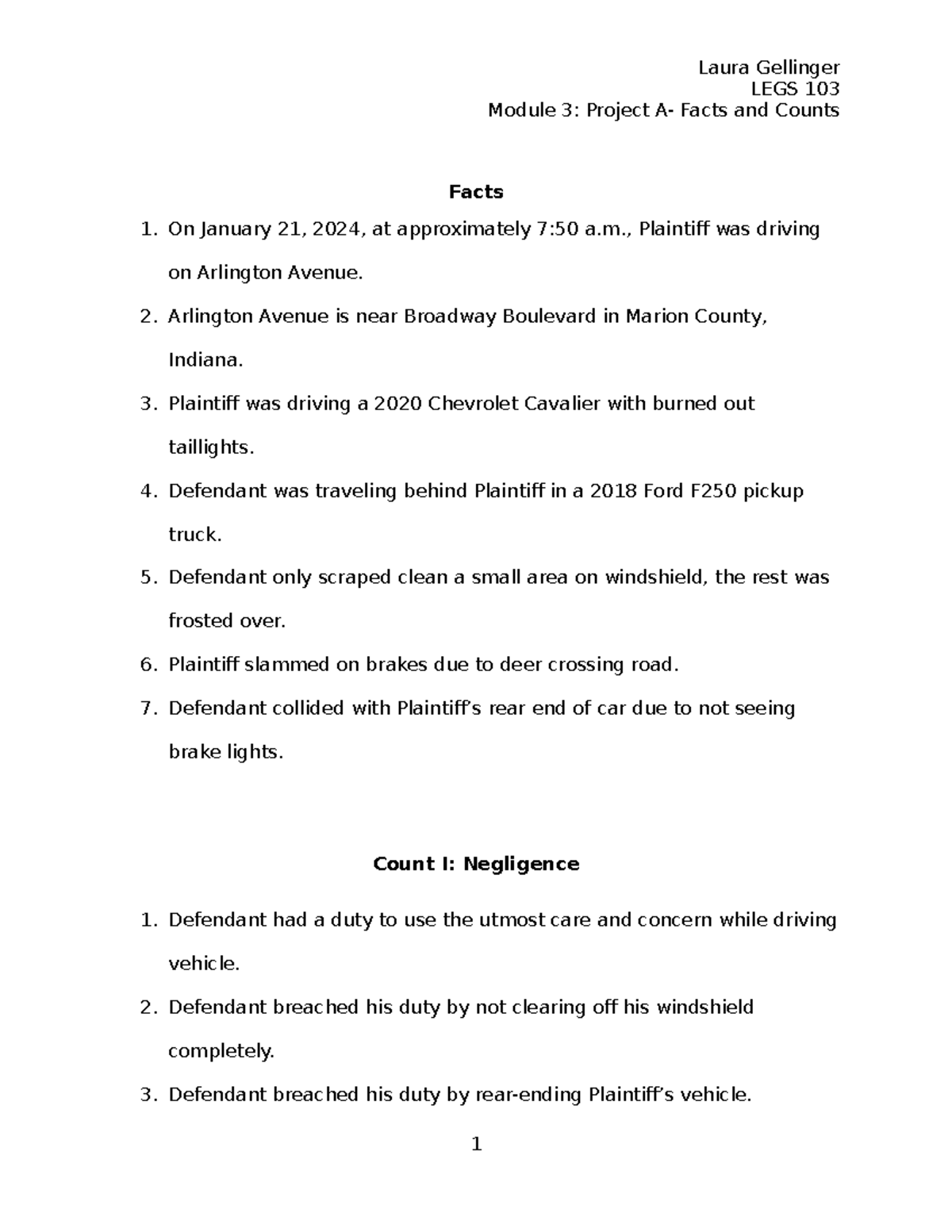 LEGS 103 Module 3: Project A - Facts and Counts Analysis - Studocu