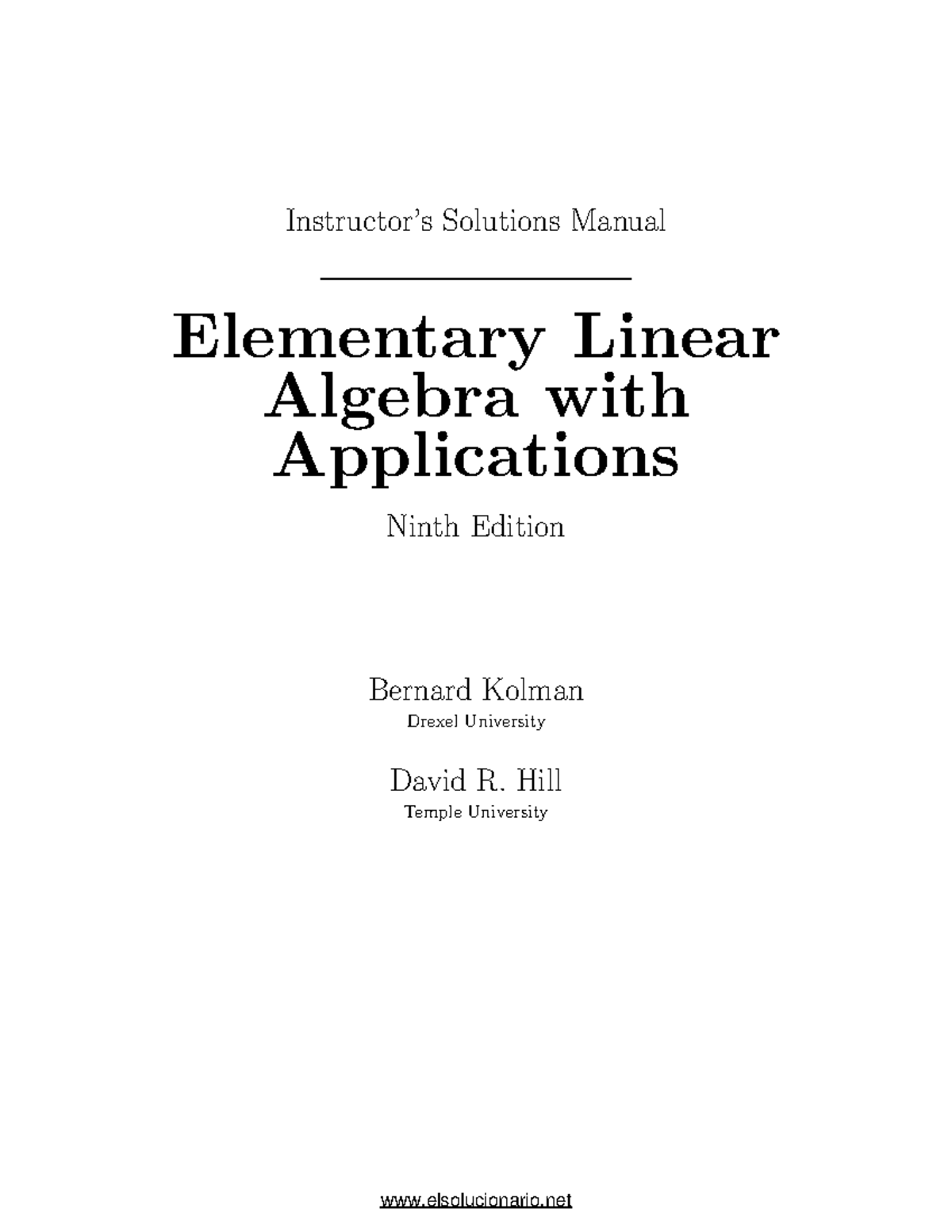 Elementary Linear Algebra (Math 101) Solutions Manual - 9th Ed. - Studocu