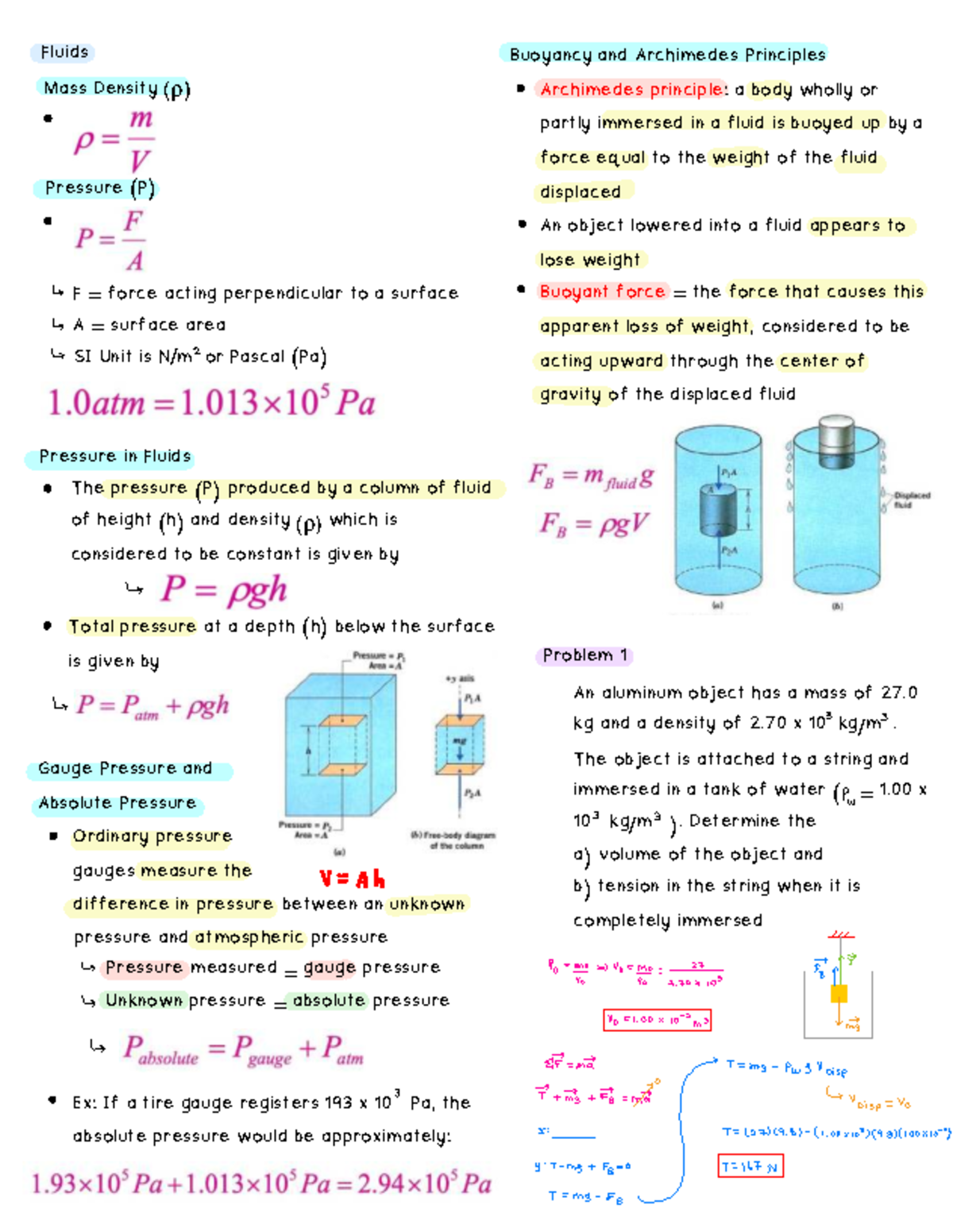 Gen Physics Wk 9: Fluids, Mass Density, Buoyancy & Archimedes ...