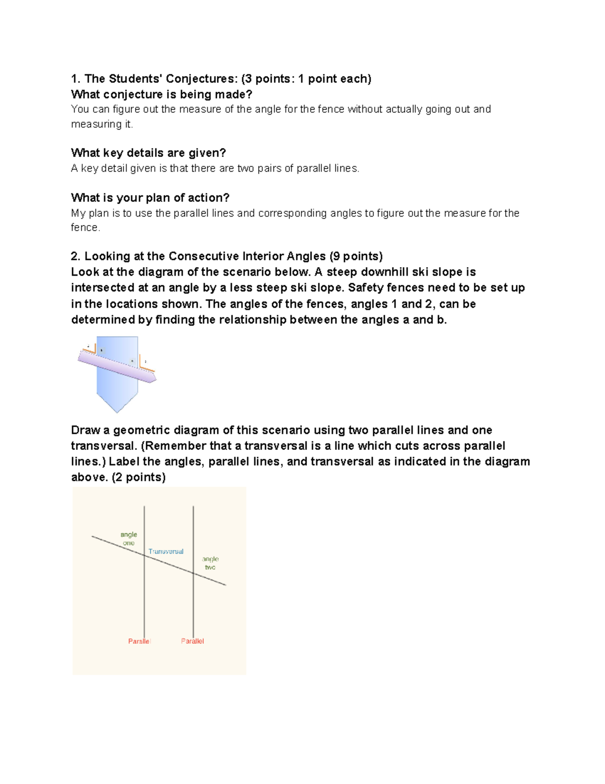 Mathematics Journal: Analyzing Angles with Parallel Lines and ...