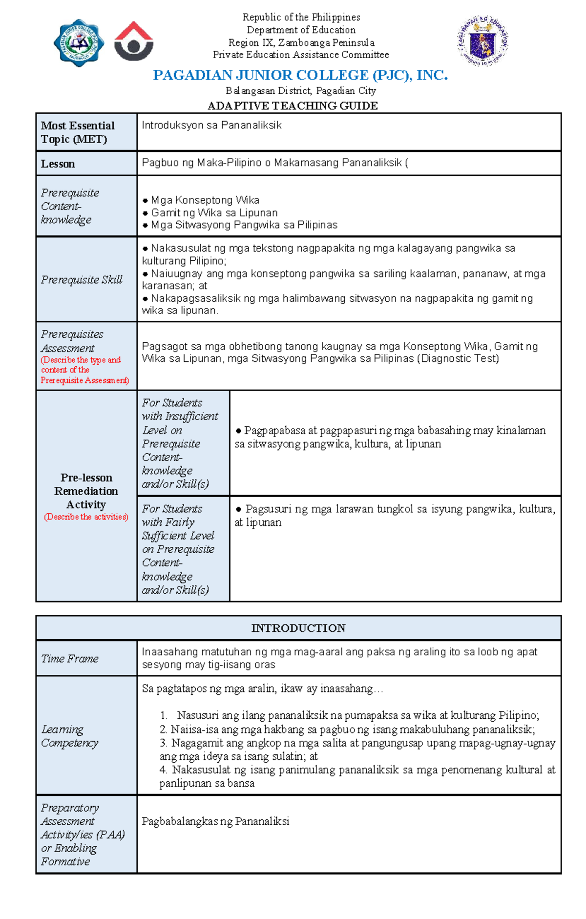 ATG Kpwkp WEEK 8: Adaptive Teaching Guide on Makamasang Pananaliksik ...