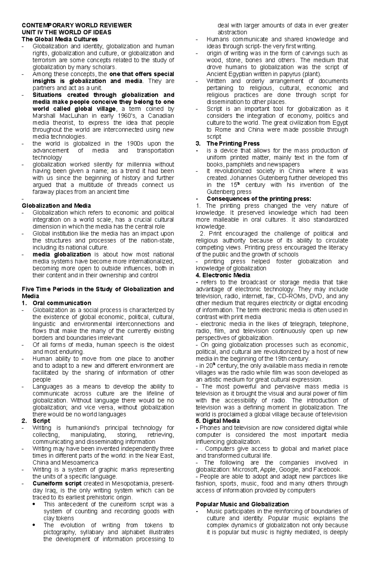 Contemp Reviewer - HOPE THIS HELP. - CONTEMPORARY WORLD REVIEWER UNIT ...