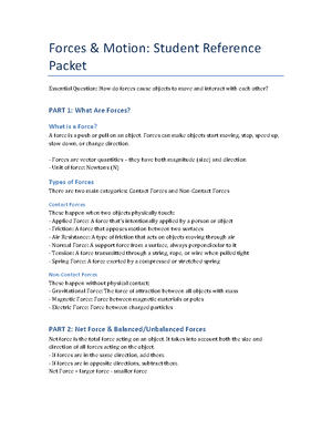 IPC Unit 8: Comprehensive Forces and Motion Study Guide - IPC Unit 8 ...
