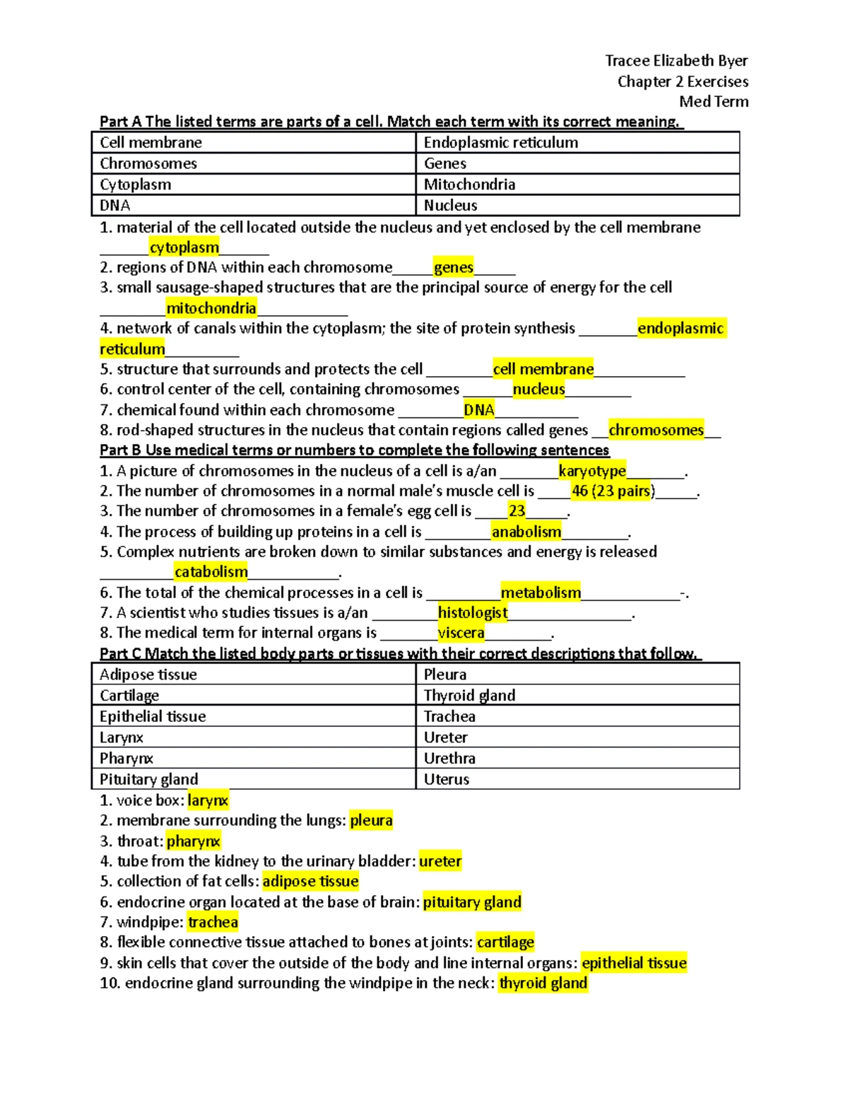 Chapter 1 Exercises and Terminology - Med Term Ch. 1 Exam Review End of ...