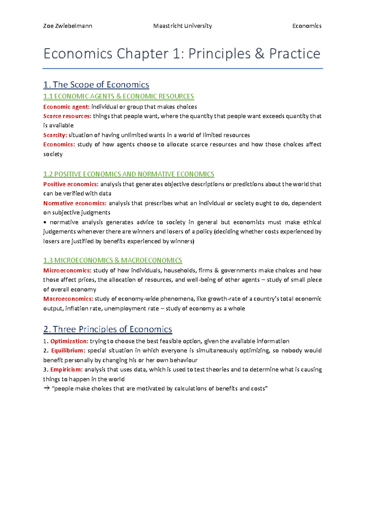 Economics 101: Chapter 1 - Principles of Economic Analysis and Concepts ...
