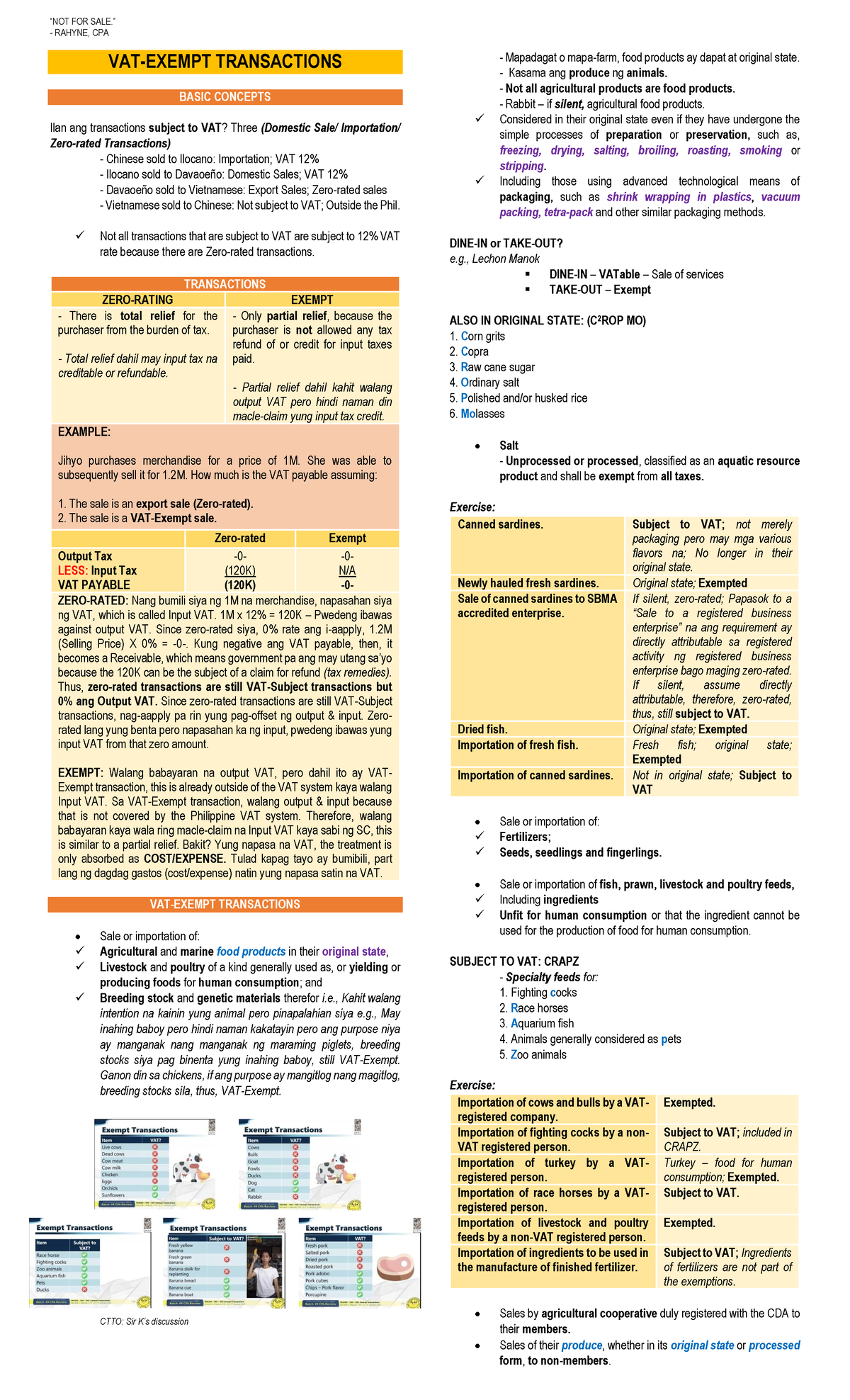 TAX-05 VAT Exempt Transactions: Key Concepts and Examples - Studocu