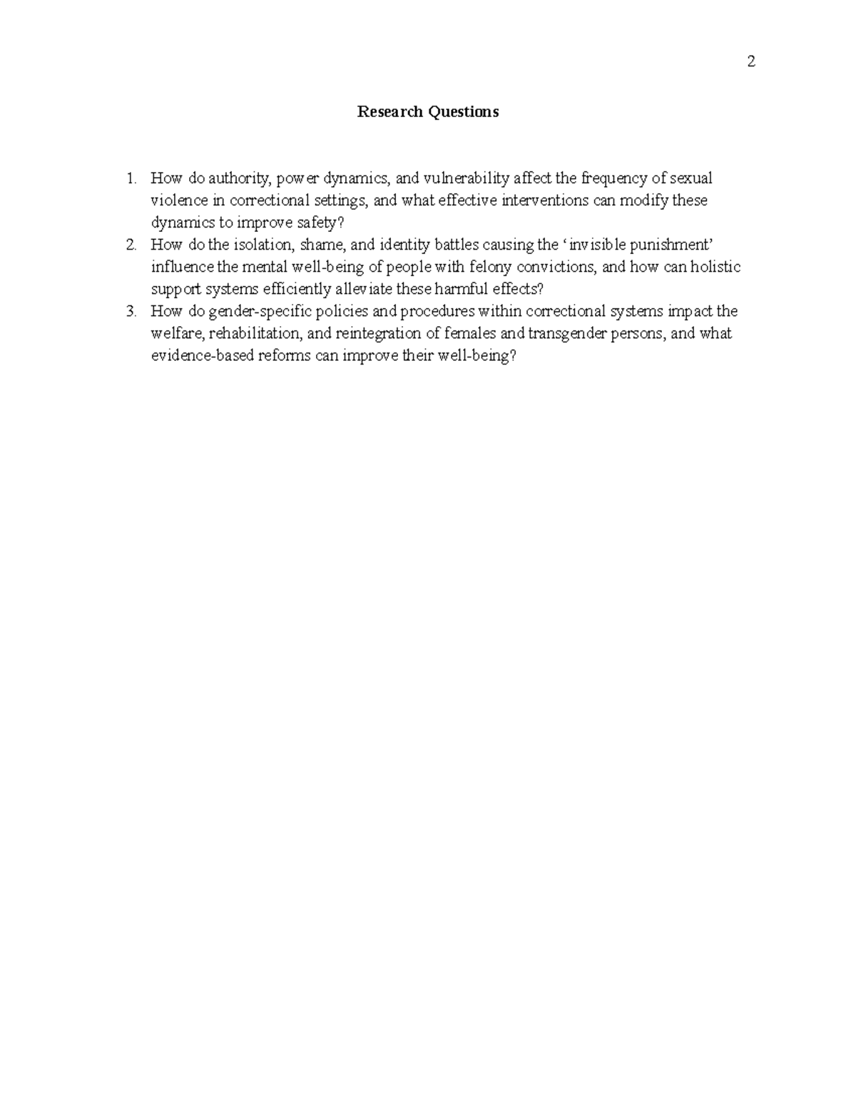CJ-210 Module Eight Research Questions Webster Mellissa - 2 Research ...