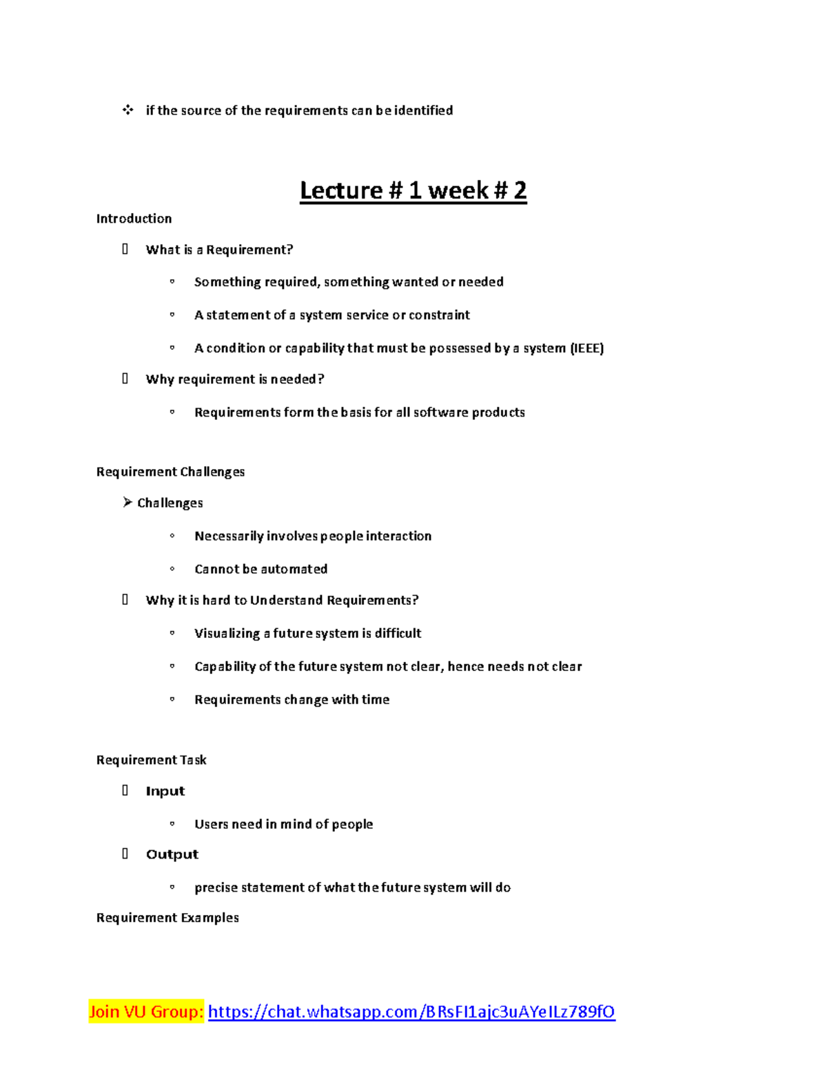CS510 - Midterm Notes on Requirements Engineering and Elicitation - Studocu