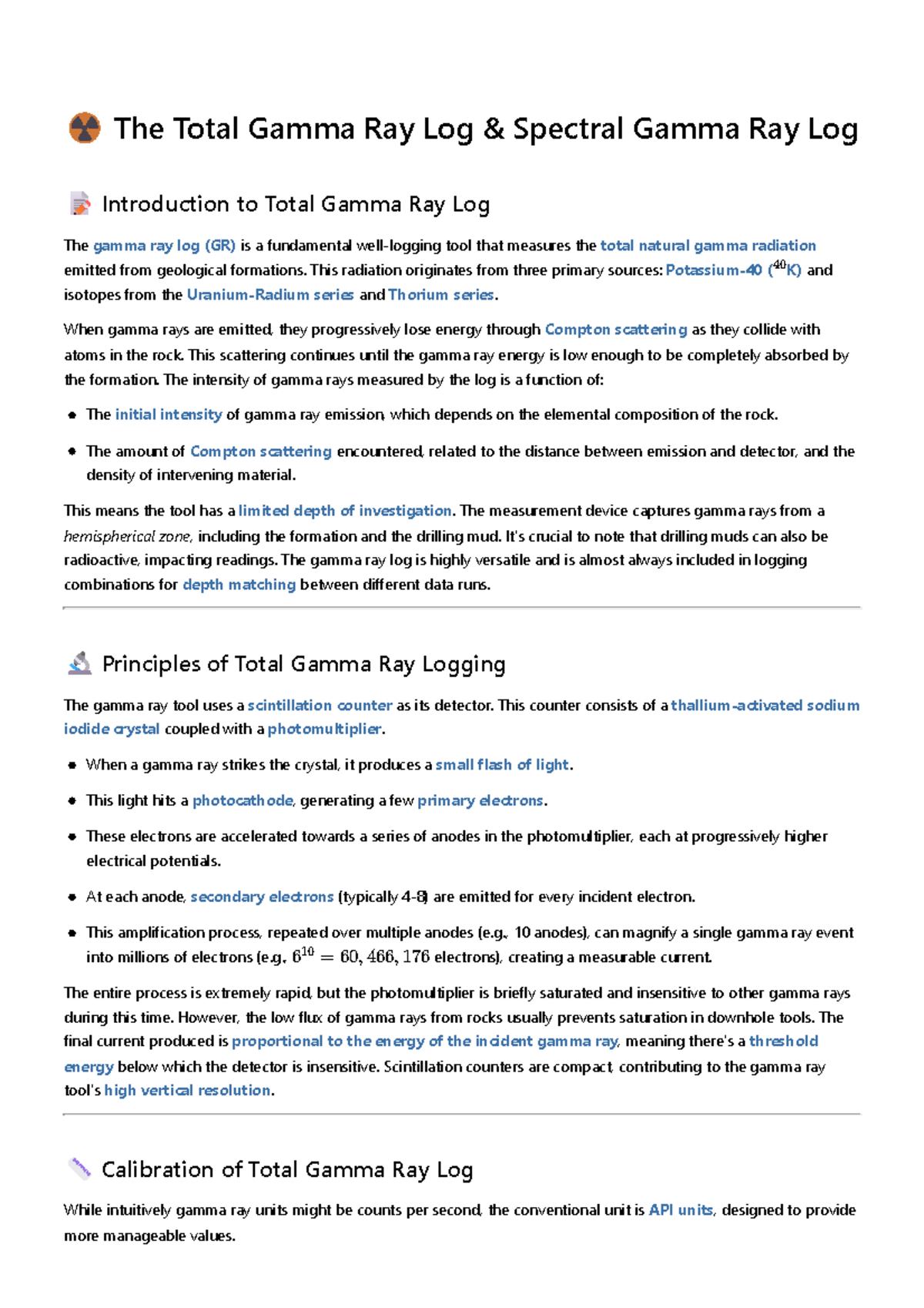 Total Gamma Ray Log (GR) Overview and Applications - Studocu